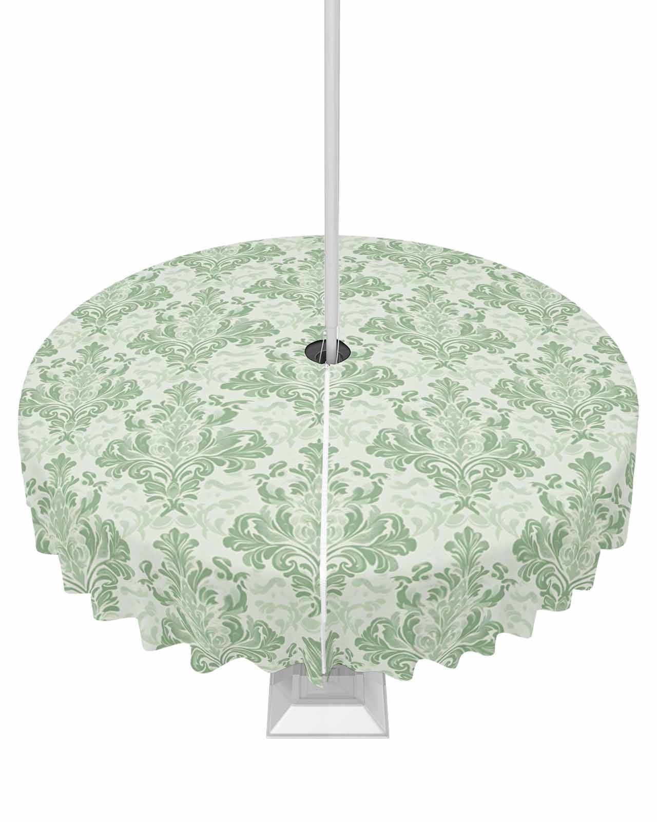 nqOlkjepod Green Scroll Floral Outdoor Tablecloth with Umbrella Hole ...