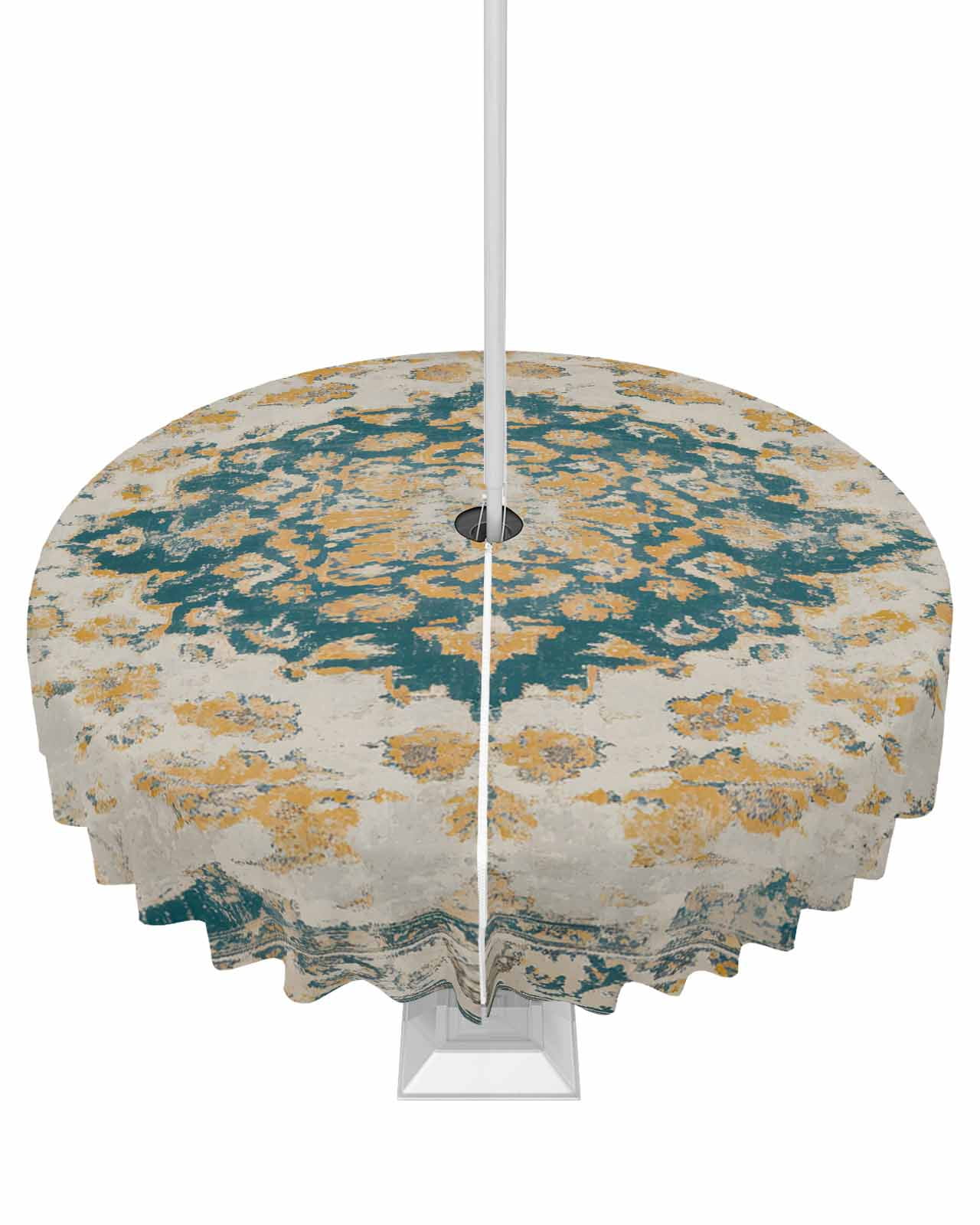 nqOlkjepod Green Yellow Ethnic Outdoor Tablecloth with Umbrella Hole ...