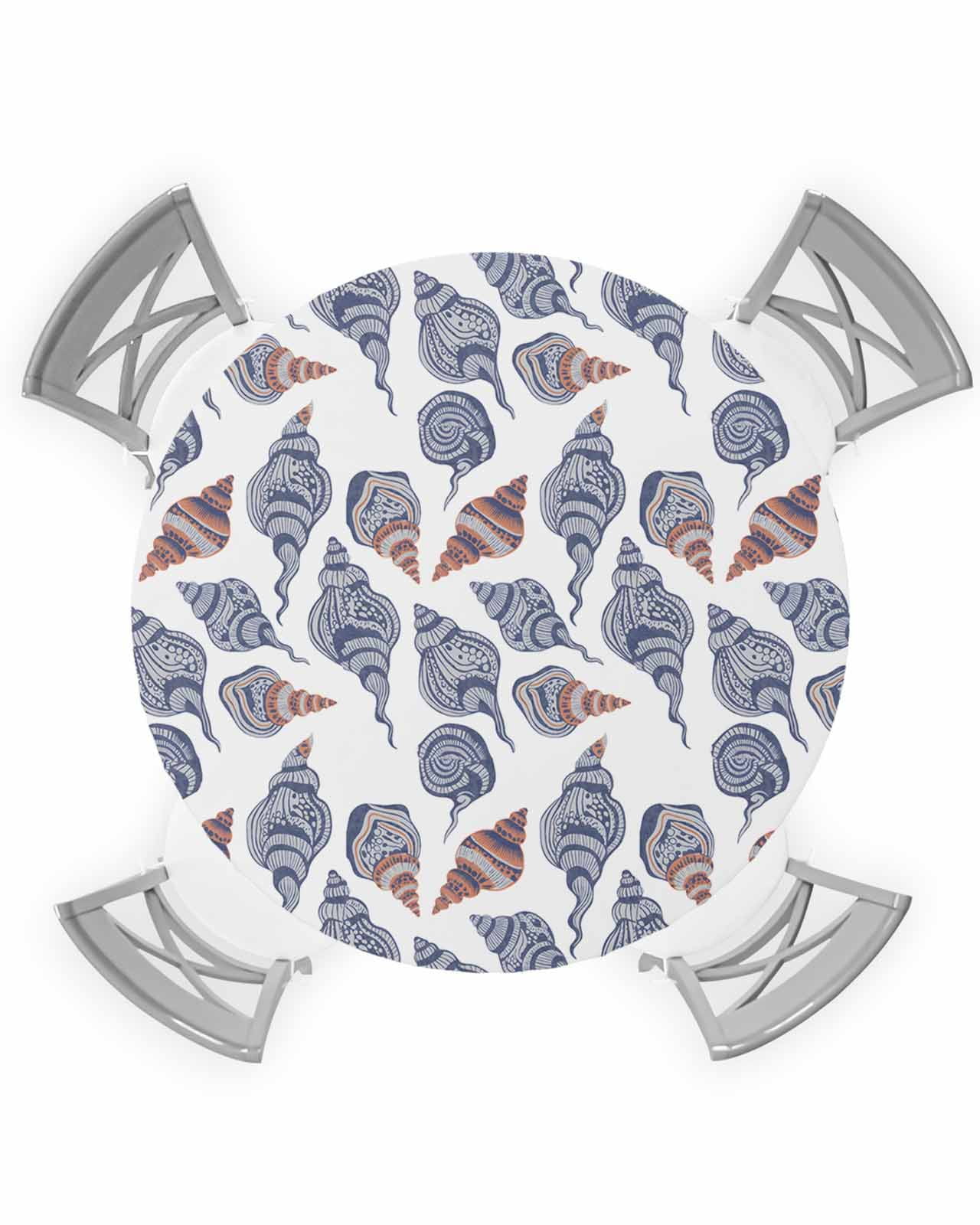 nqOlkjepod Grey Blue Coastal Round Tablecloth, Fitted Table Cover with ...