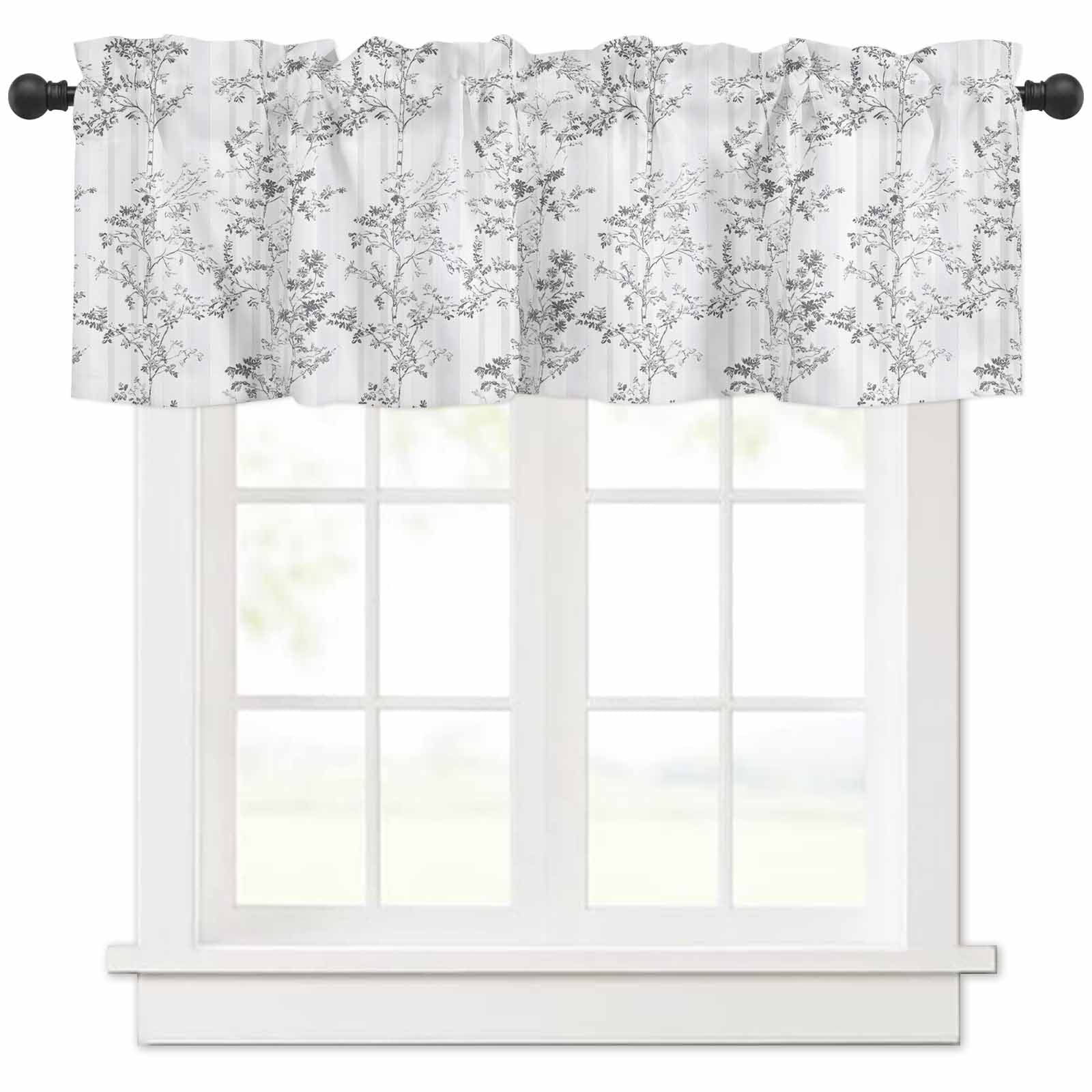 nqOlkjepod Grey Branches Forest Farmhouse Short Window Curtain Valances ...