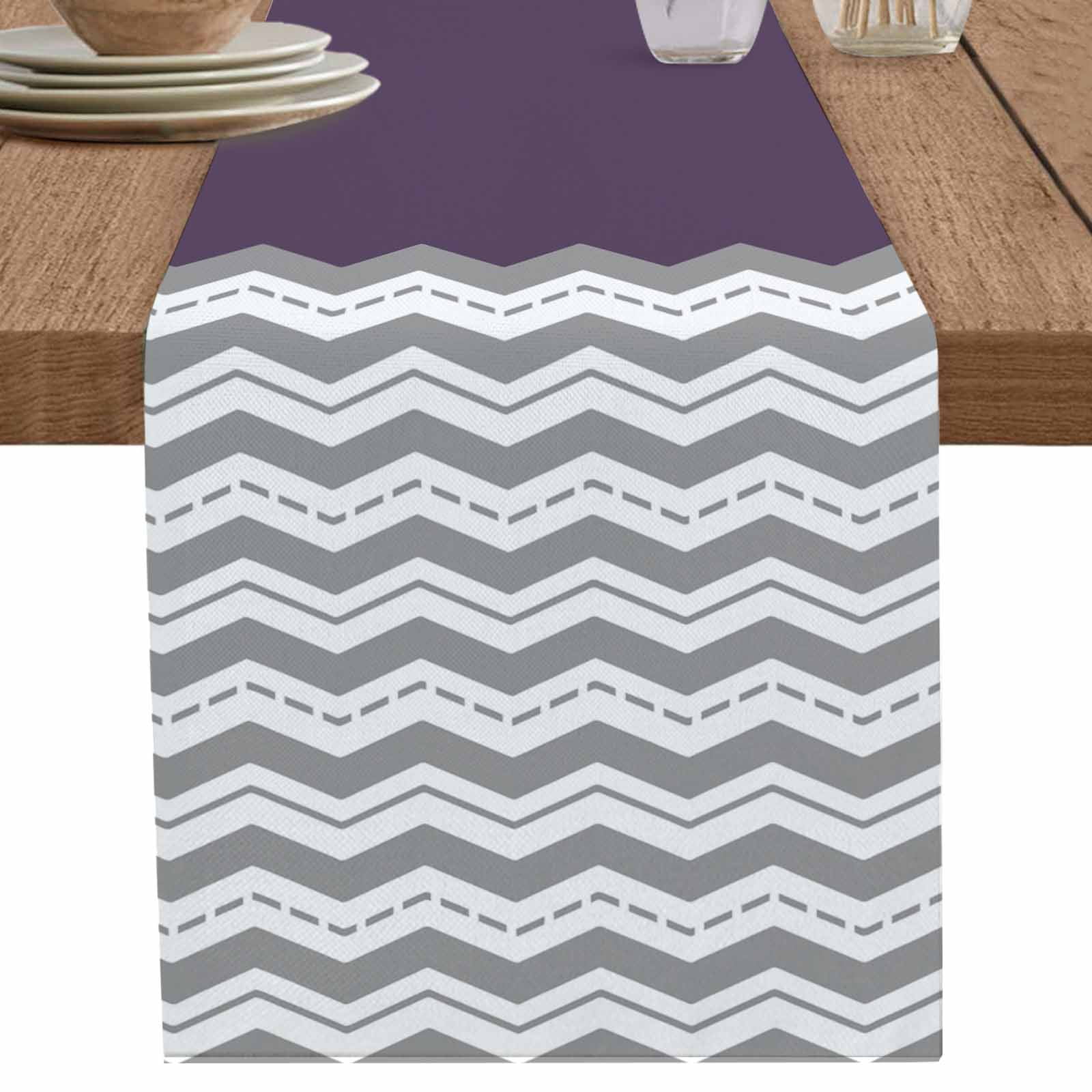 nqOlkjepod Grey Chevron Table Runner 72 Inches Long Farmhouse Dress Scarves, Geometric Purple ...