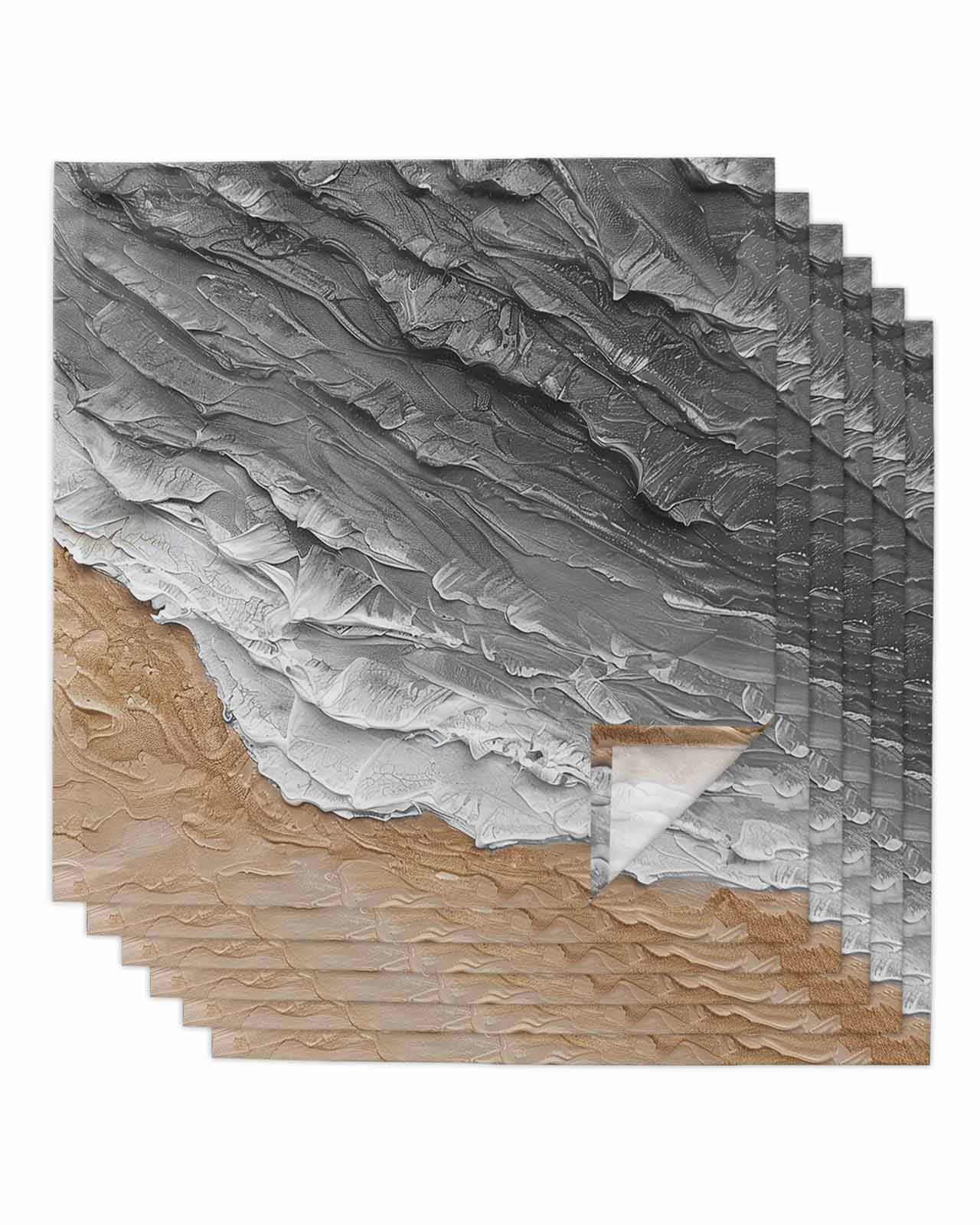 nqOlkjepod Grey Coastal Beach Cloth Napkins Set of 6 Reusable Dinner ...