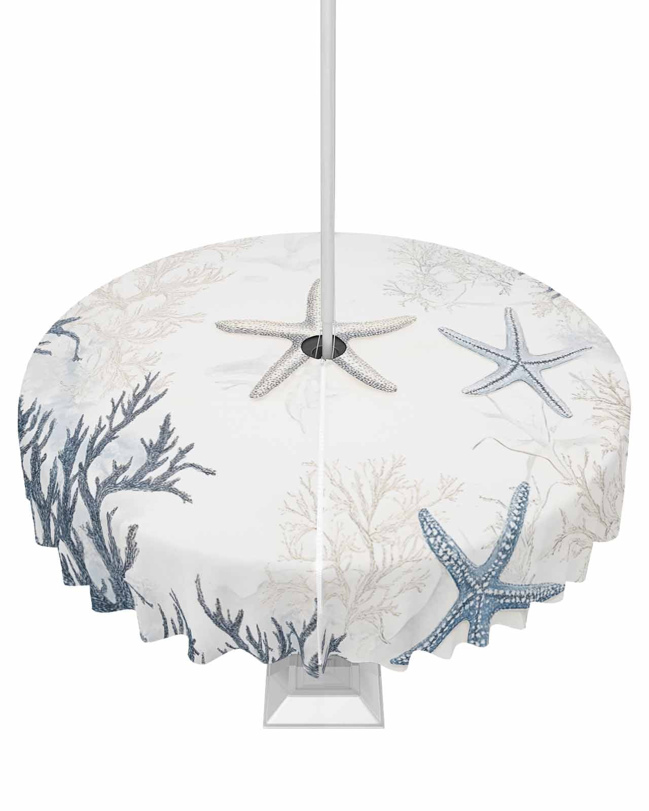 nqOlkjepod Grey Coastal Outdoor Tablecloth with Umbrella Hole & Zipper ...