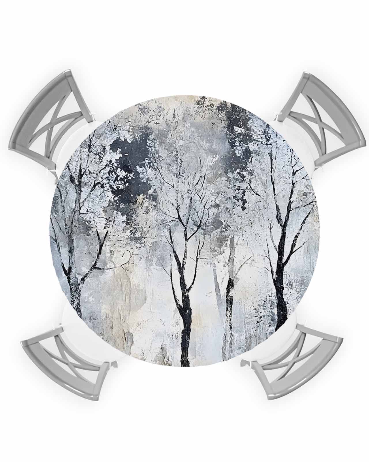 nqOlkjepod Grey Forest Round Tablecloth, Fitted Table Cover with ...