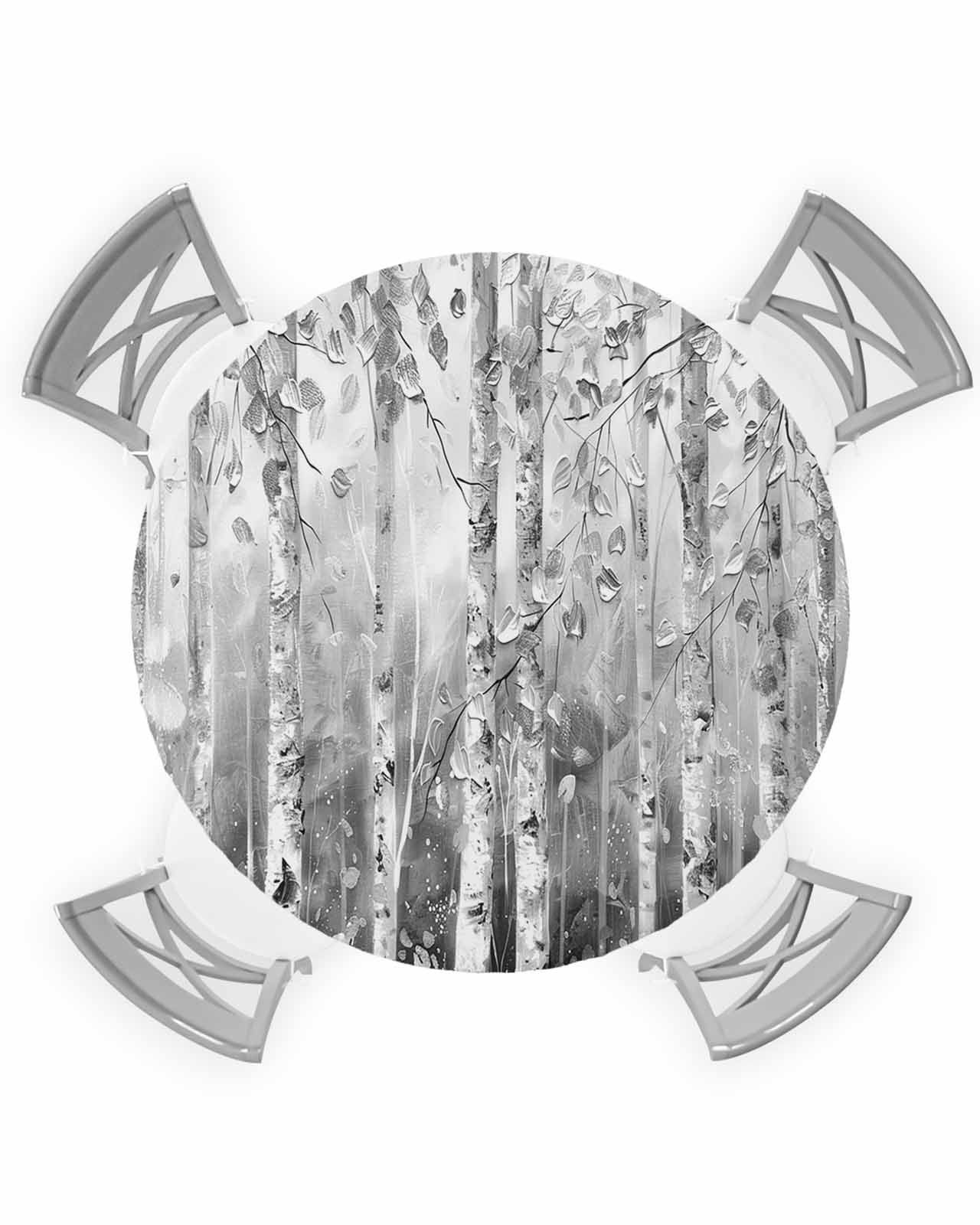 nqOlkjepod Grey Forest Round Tablecloth, Fitted Table Cover with ...