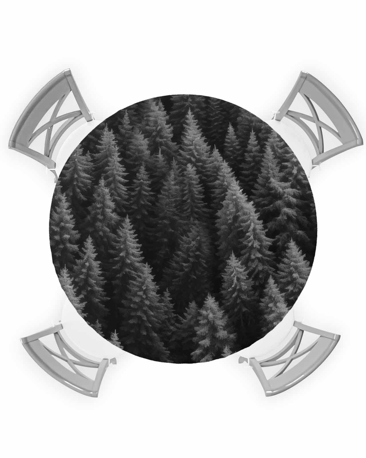 nqOlkjepod Grey Forest Round Tablecloth, Fitted Table Cover with ...