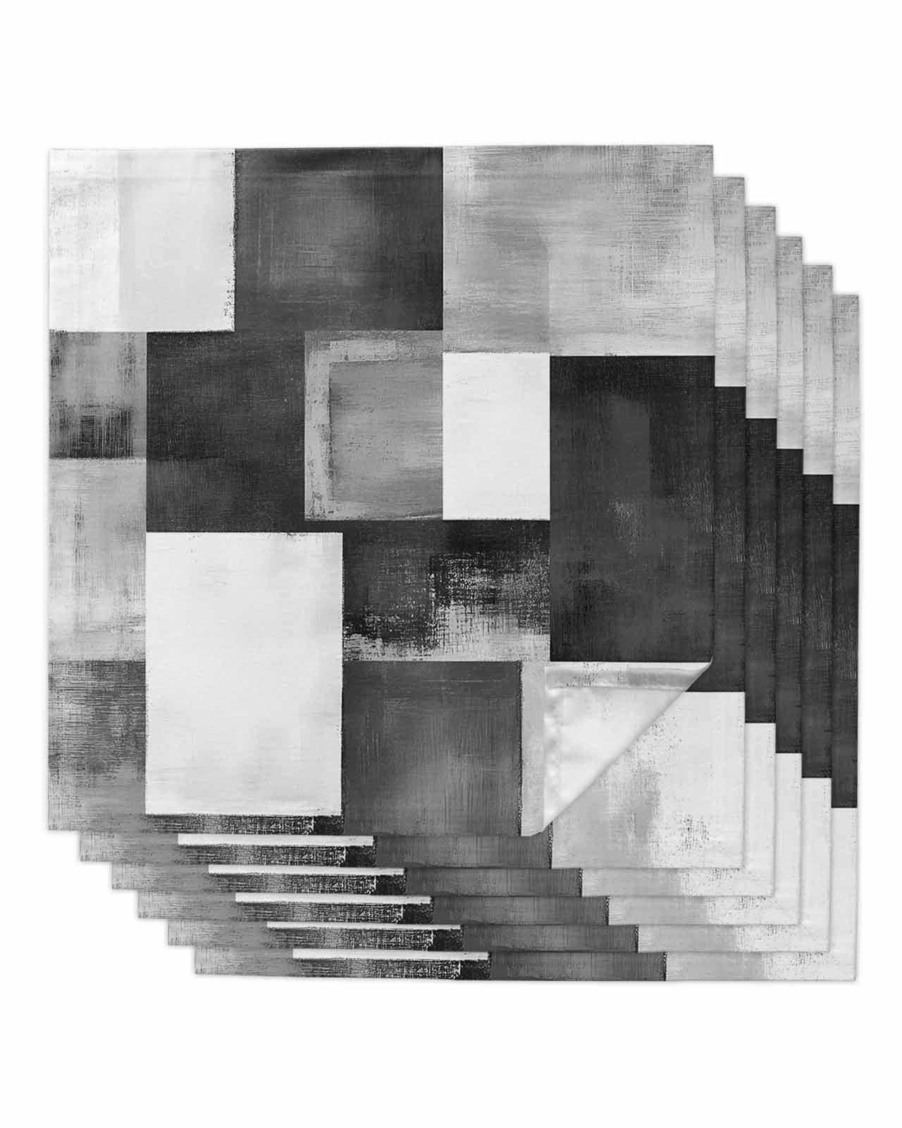 nqOlkjepod Grey Geometric Cloth Napkins Set of 6 Reusable Dinner ...