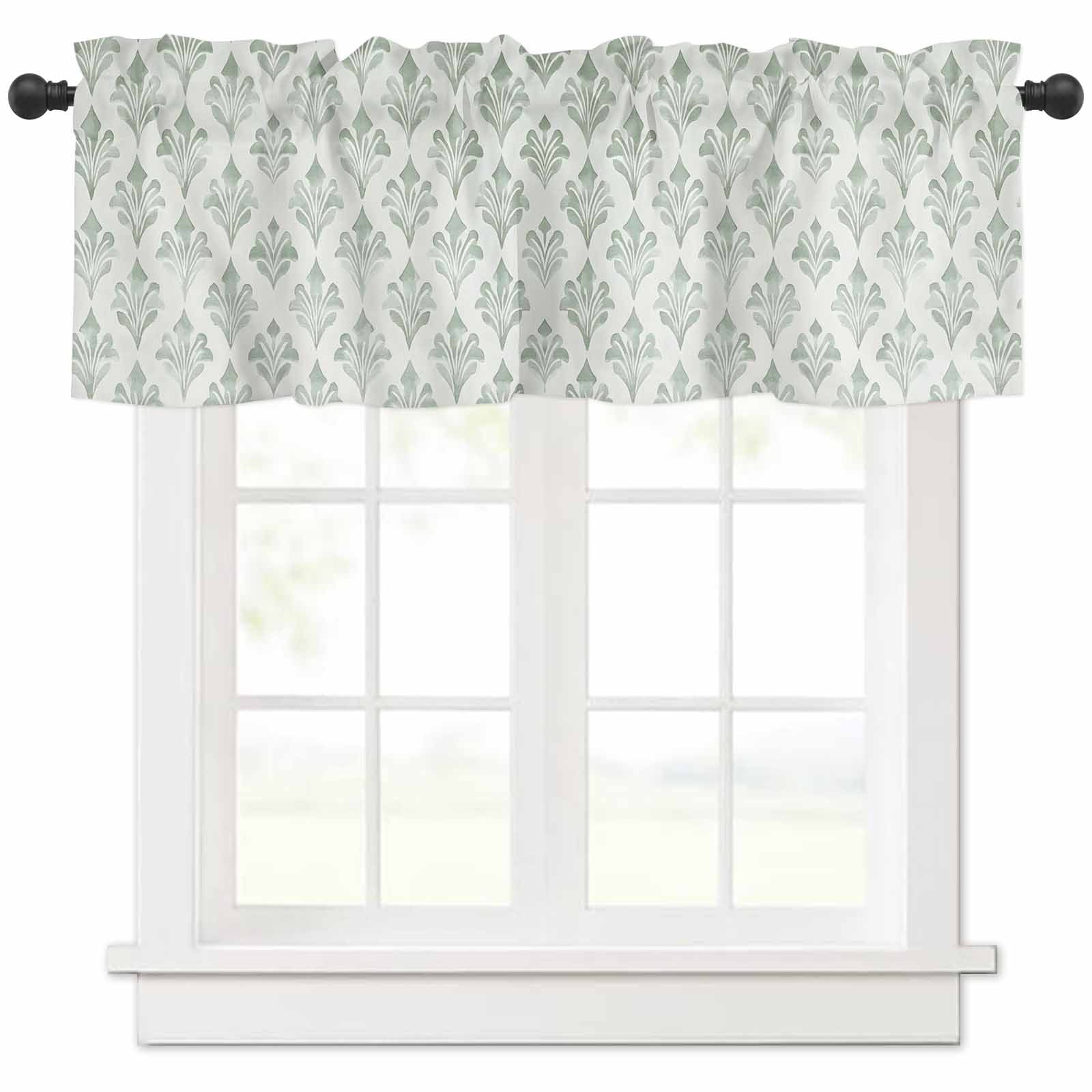 nqOlkjepod Grey Geometric Farmhouse Short Window Curtain Valances ...