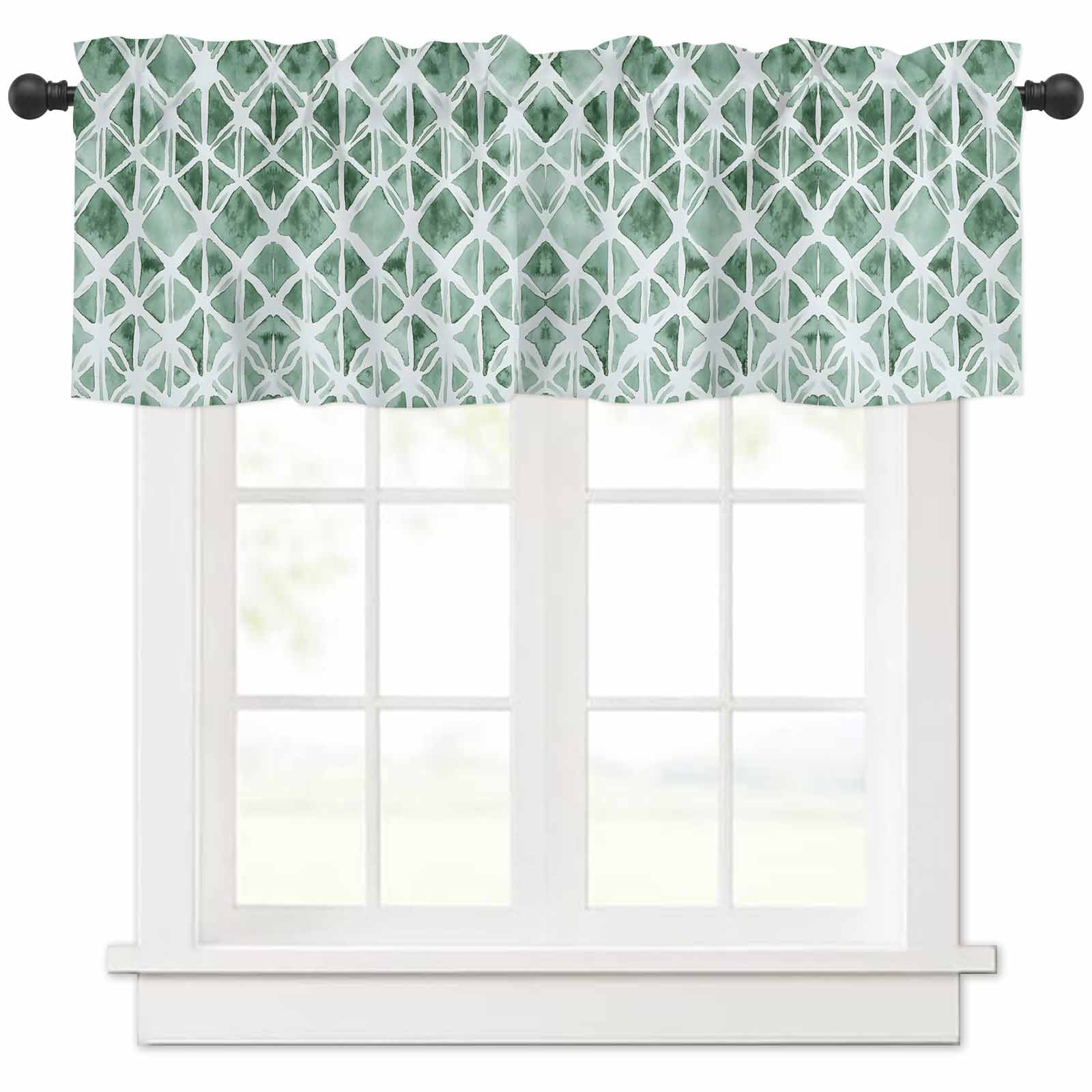 nqOlkjepod Grey Geometric Farmhouse Short Window Curtain Valances ...