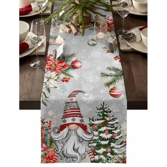 nqOlkjepod Grey Gnomes Christmas Table Runner 90 Inches Long Farmhouse ...
