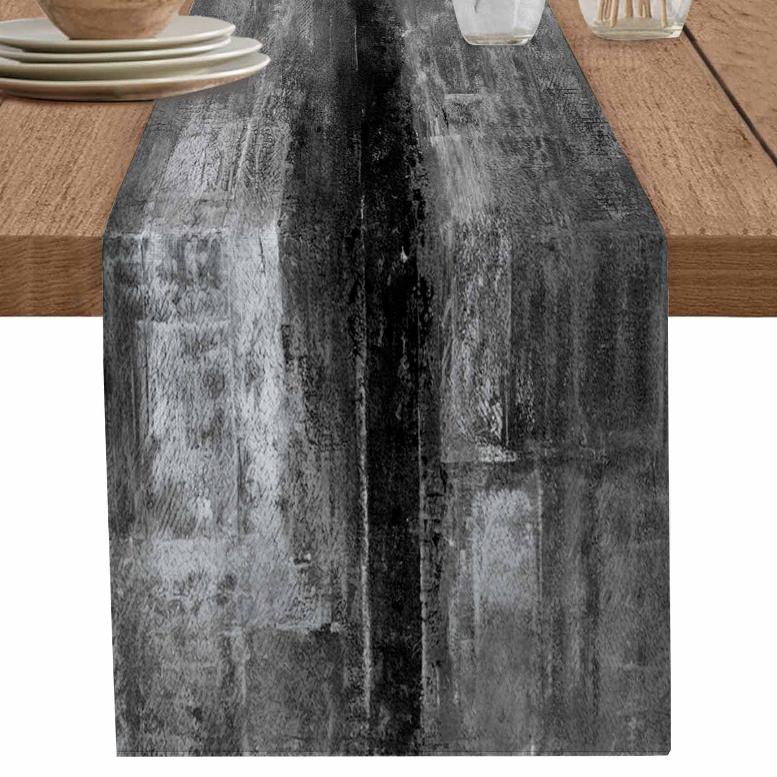 nqOlkjepod Grey Oil Painting Table Runner 90 Inches Long Farmhouse ...