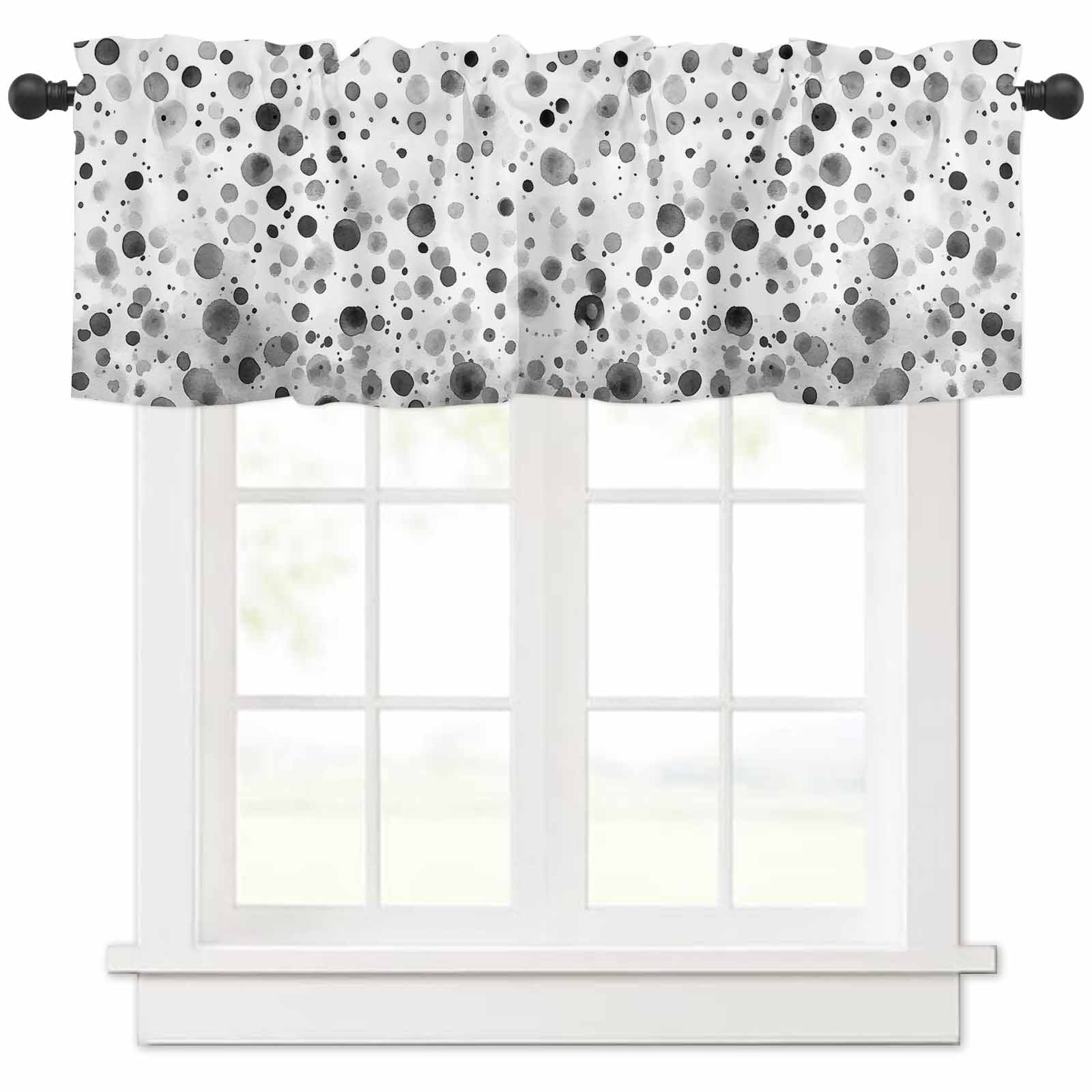 nqOlkjepod Grey Polka Dot Farmhouse Short Window Curtain Valances ...