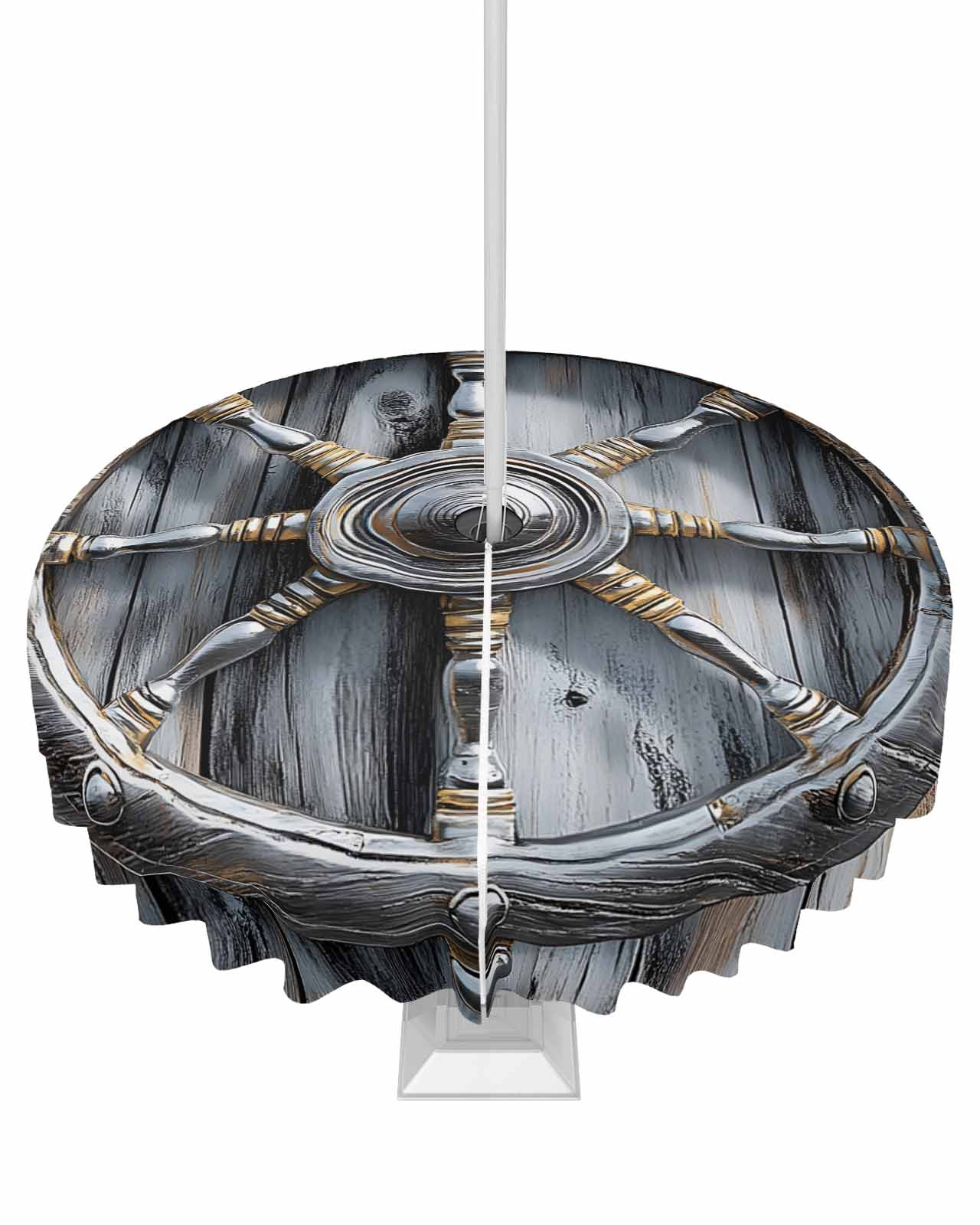 nqOlkjepod Grey Rudder Coastal Outdoor Tablecloth with Umbrella Hole ...