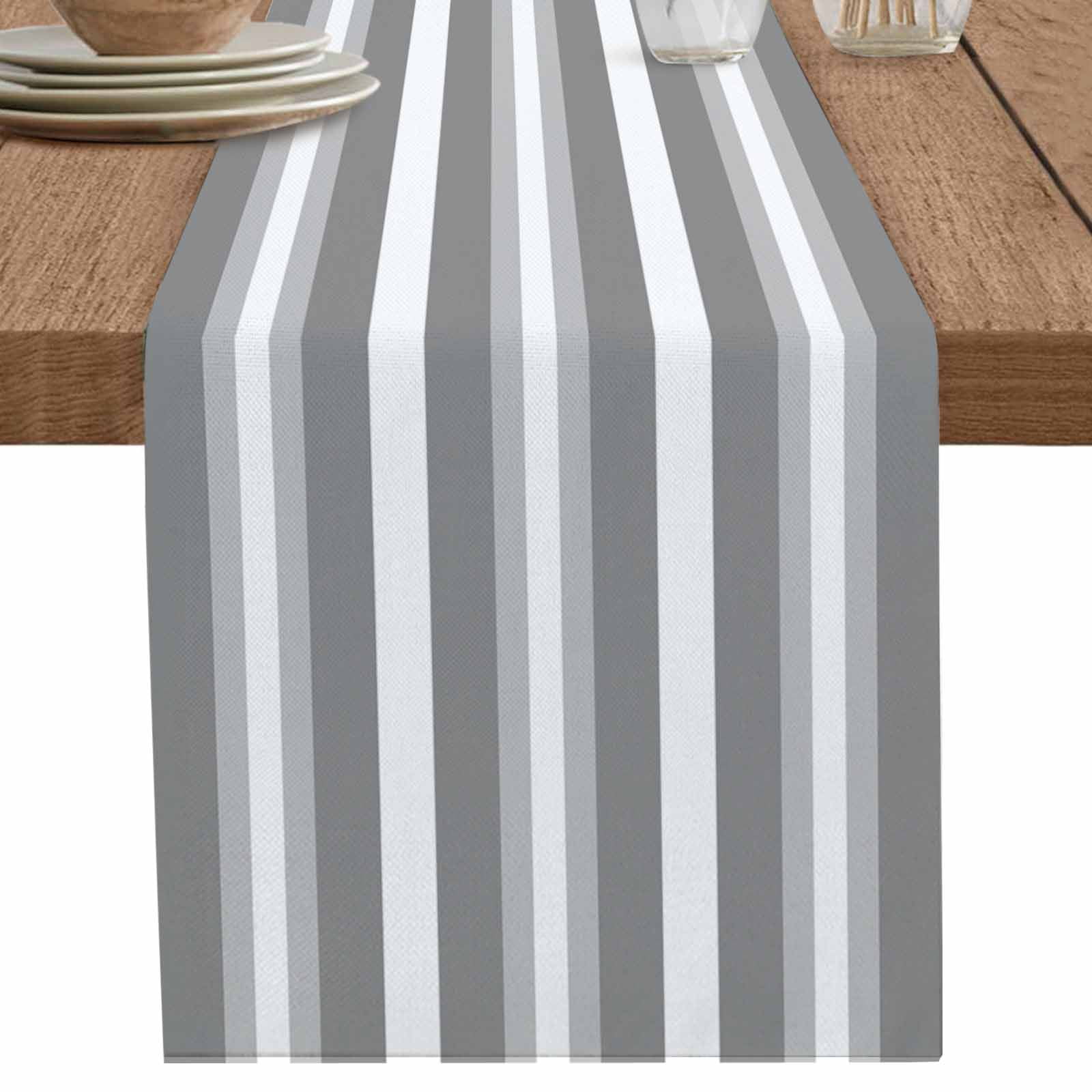 nqOlkjepod Grey Stripe Table Runner 72 Inches Long Farmhouse Dress ...