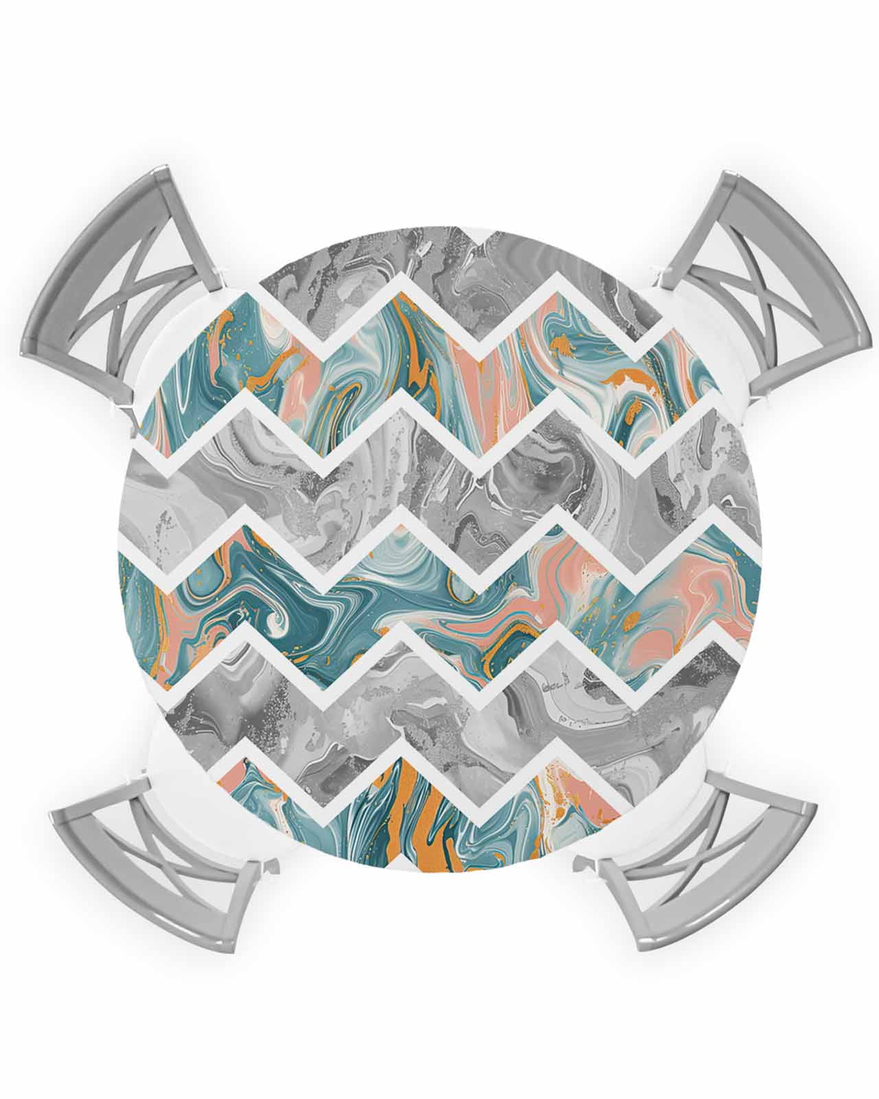 nqOlkjepod Grey Teal Pink Marble Round Tablecloth, Fitted Table Cover ...