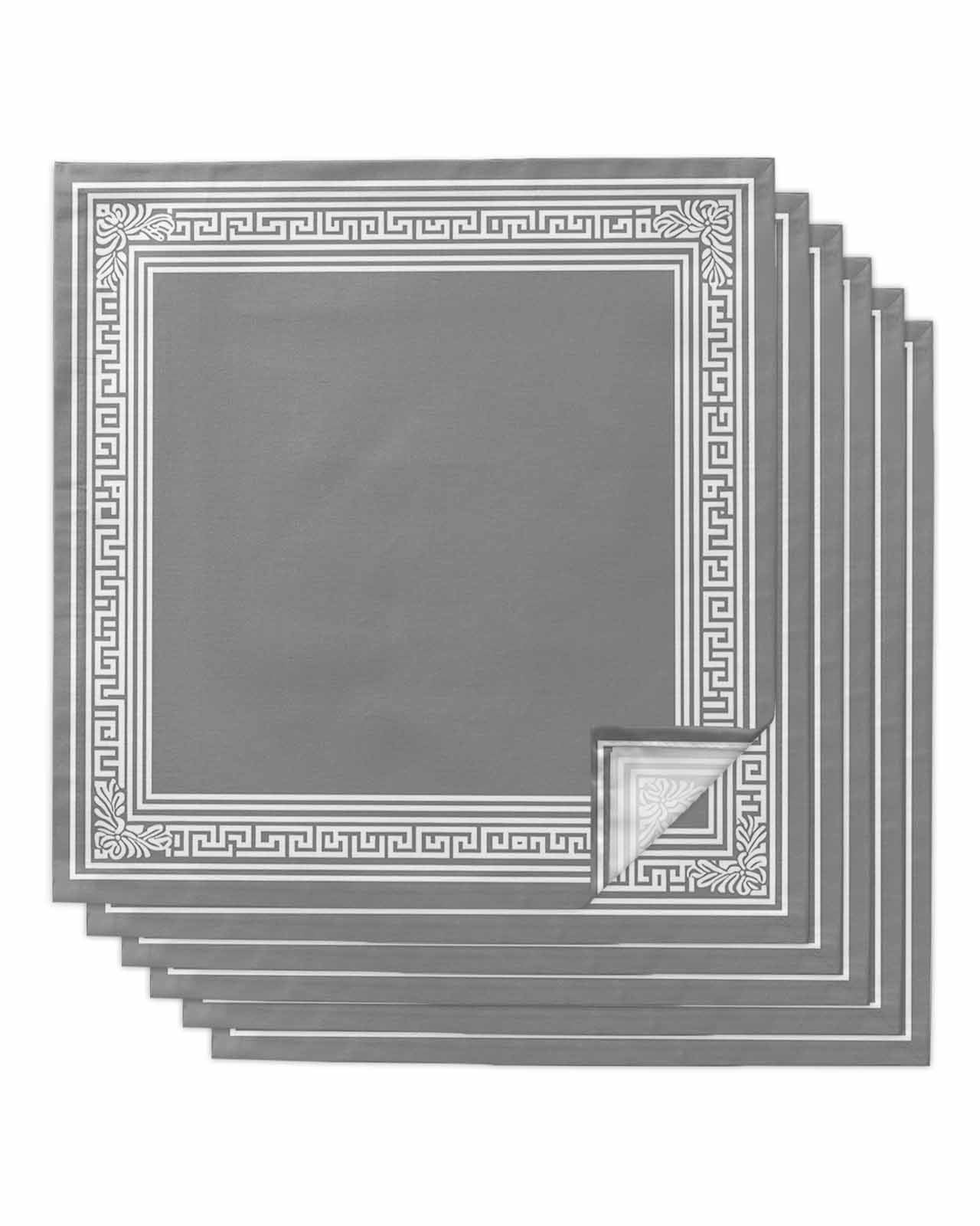 nqOlkjepod Grey White Geometric Cloth Napkins Set of 6 Reusable Dinner ...