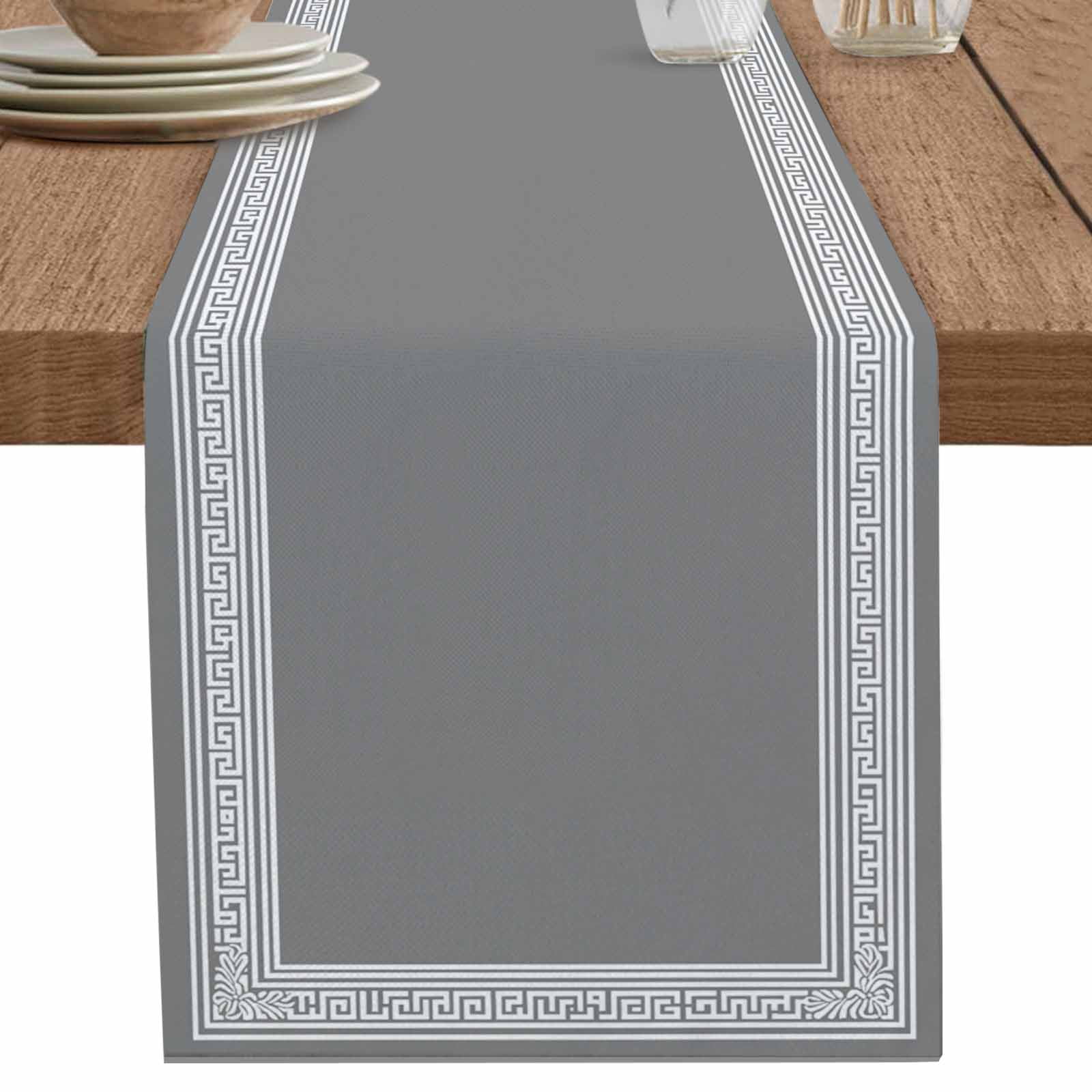 nqOlkjepod Grey White Geometric Table Runner 108 Inches Long Farmhouse ...