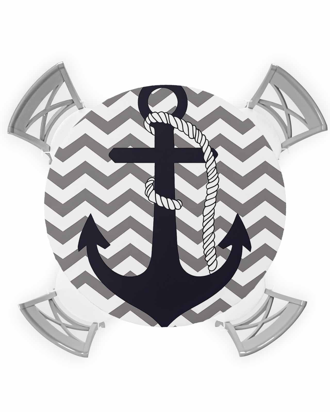 nqOlkjepod Grey Zigzag Round Tablecloth, Fitted Table Cover with ...