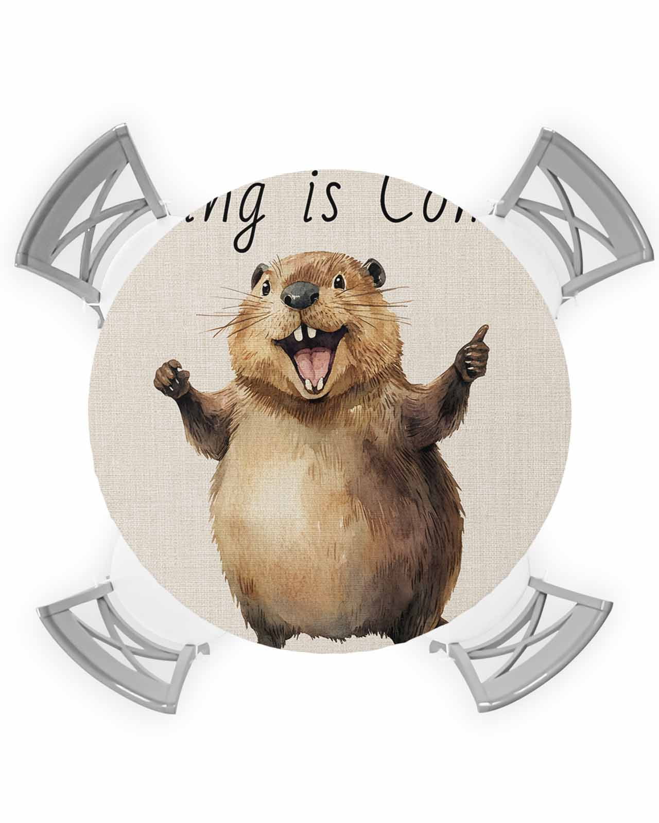 nqOlkjepod Groundhog Festival Round Tablecloth, Fitted Table Cover with ...