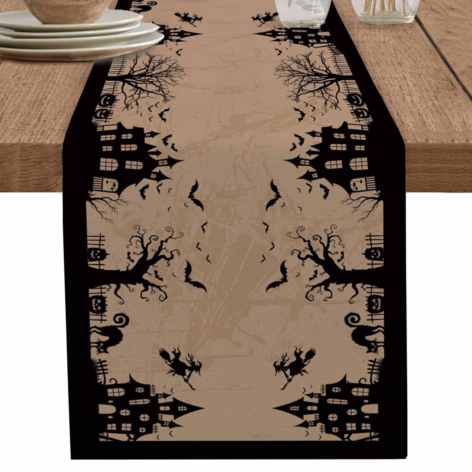 nqOlkjepod Halloween Castle Table Runner 108 Inches Long Farmhouse ...