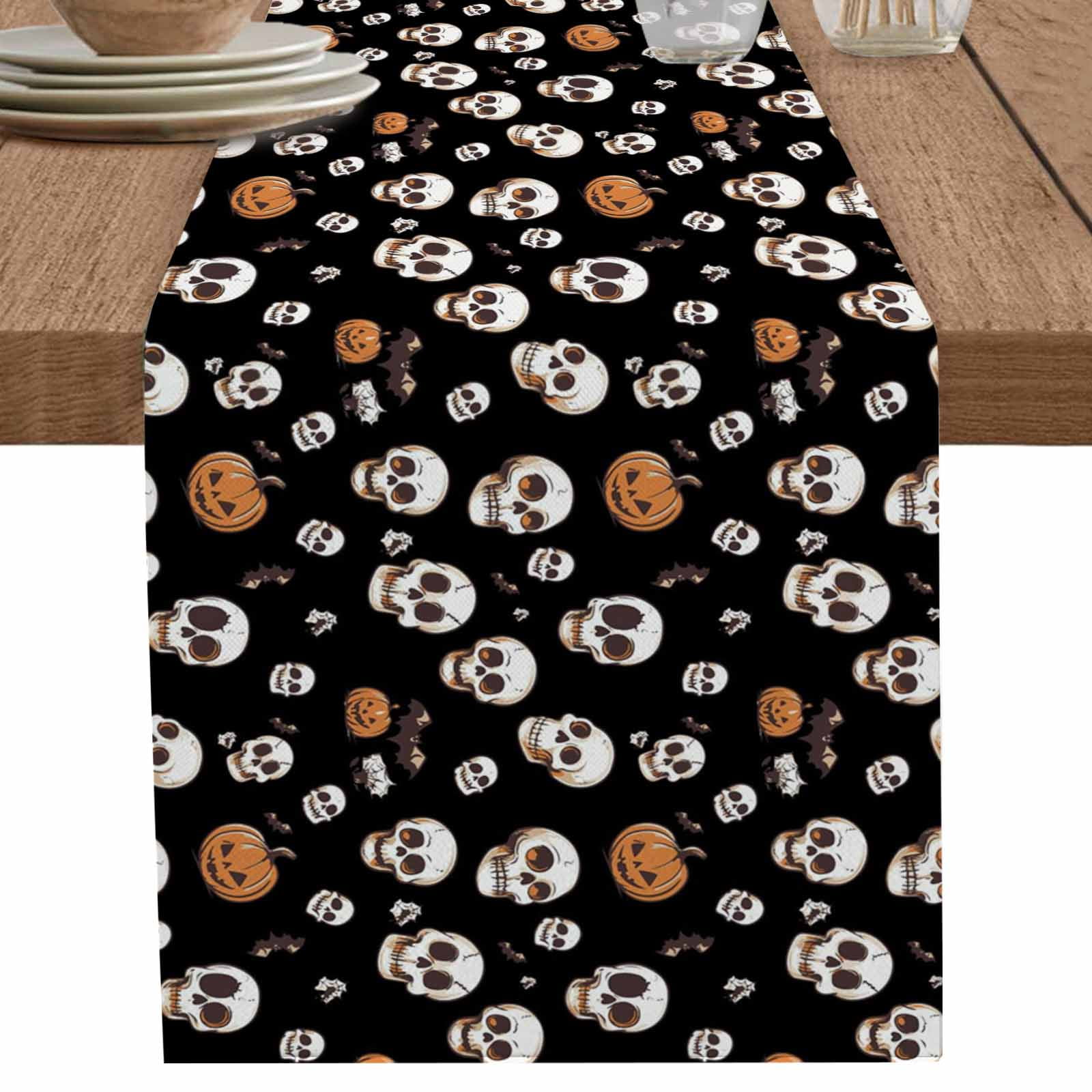 nqOlkjepod Halloween Horror Skull Table Runner 72 Inches Long Farmhouse ...
