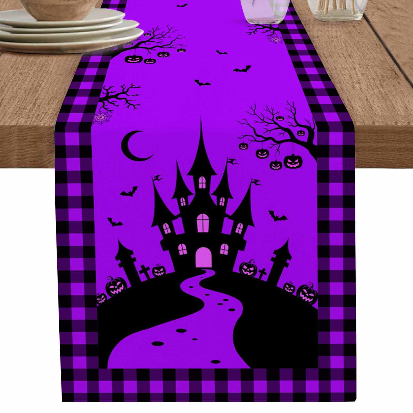 nqOlkjepod Halloween Purple Table Runner 90 Inches Long Farmhouse Dress ...