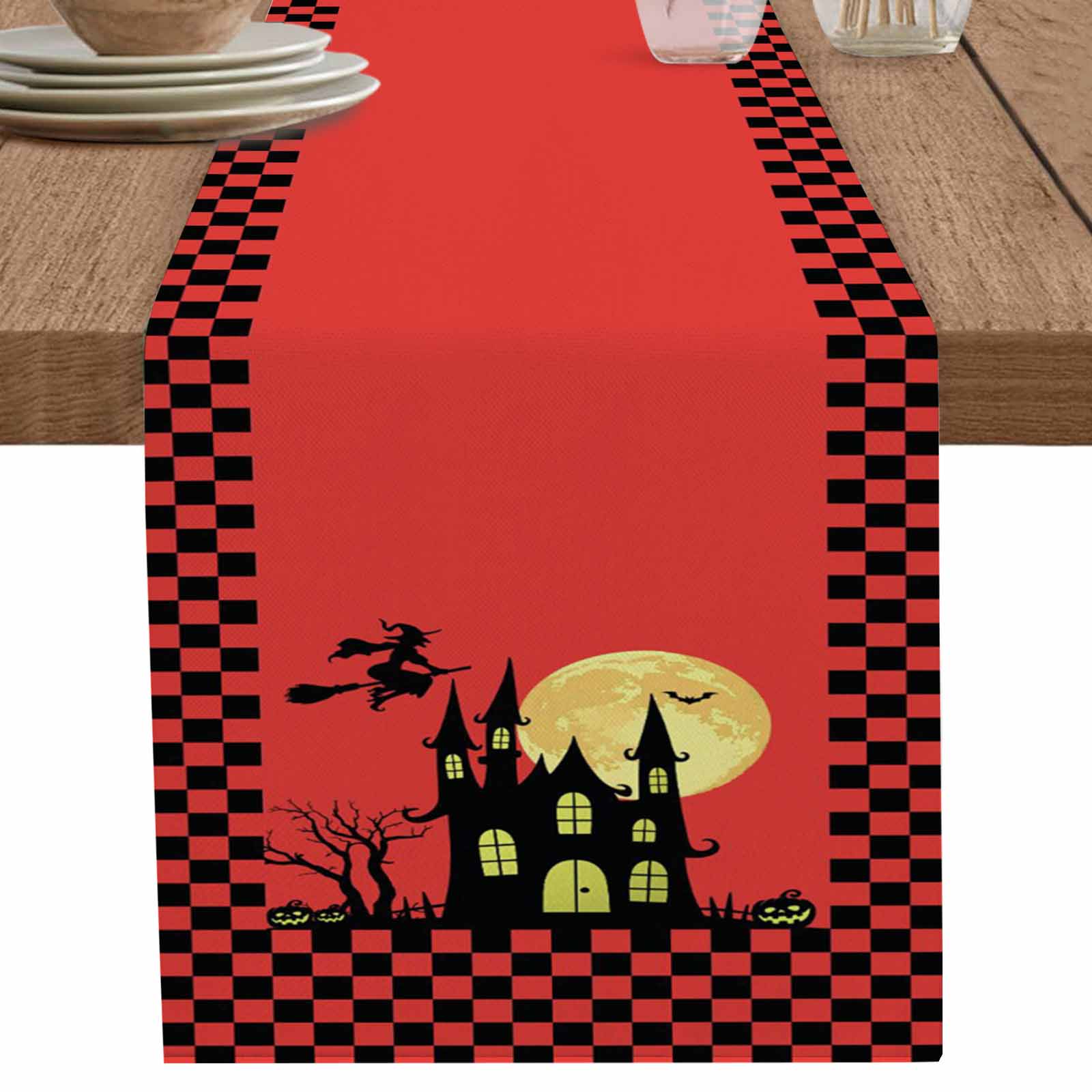 nqOlkjepod Halloween Table Runner 70 Inches Long Farmhouse Dress ...