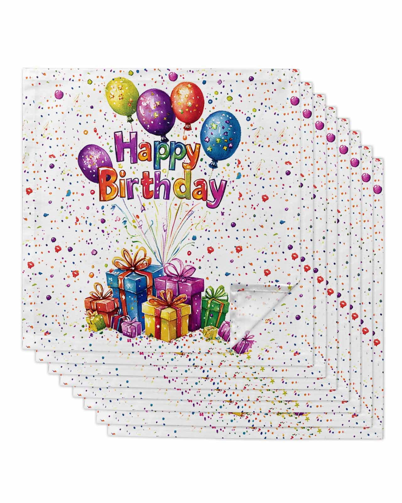 nqOlkjepod Happy Birthday Cloth Napkins Set of 8 Reusable Dinner ...