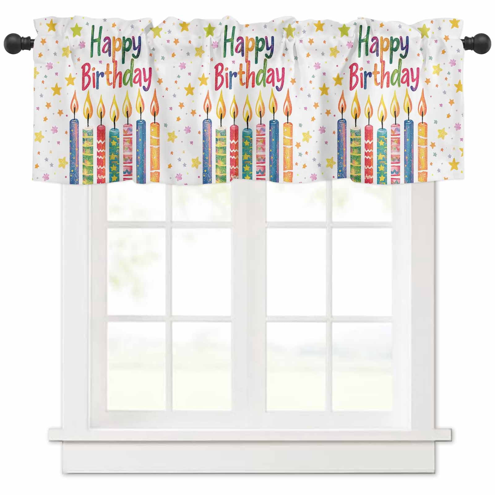 nqOlkjepod Happy Birthday Farmhouse Short Window Curtain Valances ...