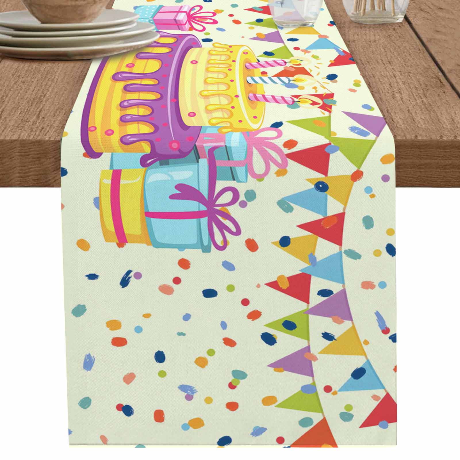 nqOlkjepod Happy Birthday Table Runner 108 Inches Long Farmhouse Dress ...