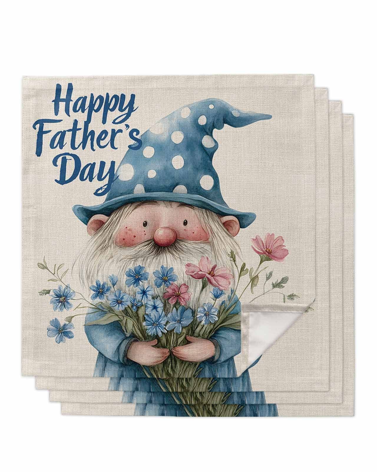 nqOlkjepod Happy Father's Day Cloth Napkins Set of 4 Reusable Dinner ...