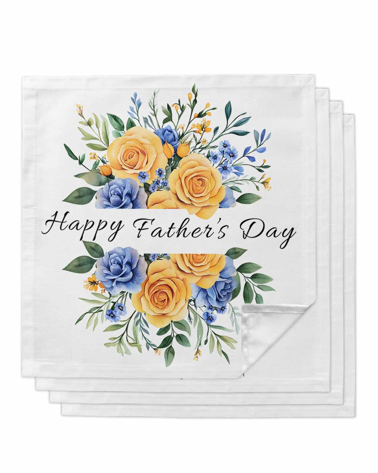 nqOlkjepod Happy Father's Day Cloth Napkins Set of 4 Reusable Dinner ...