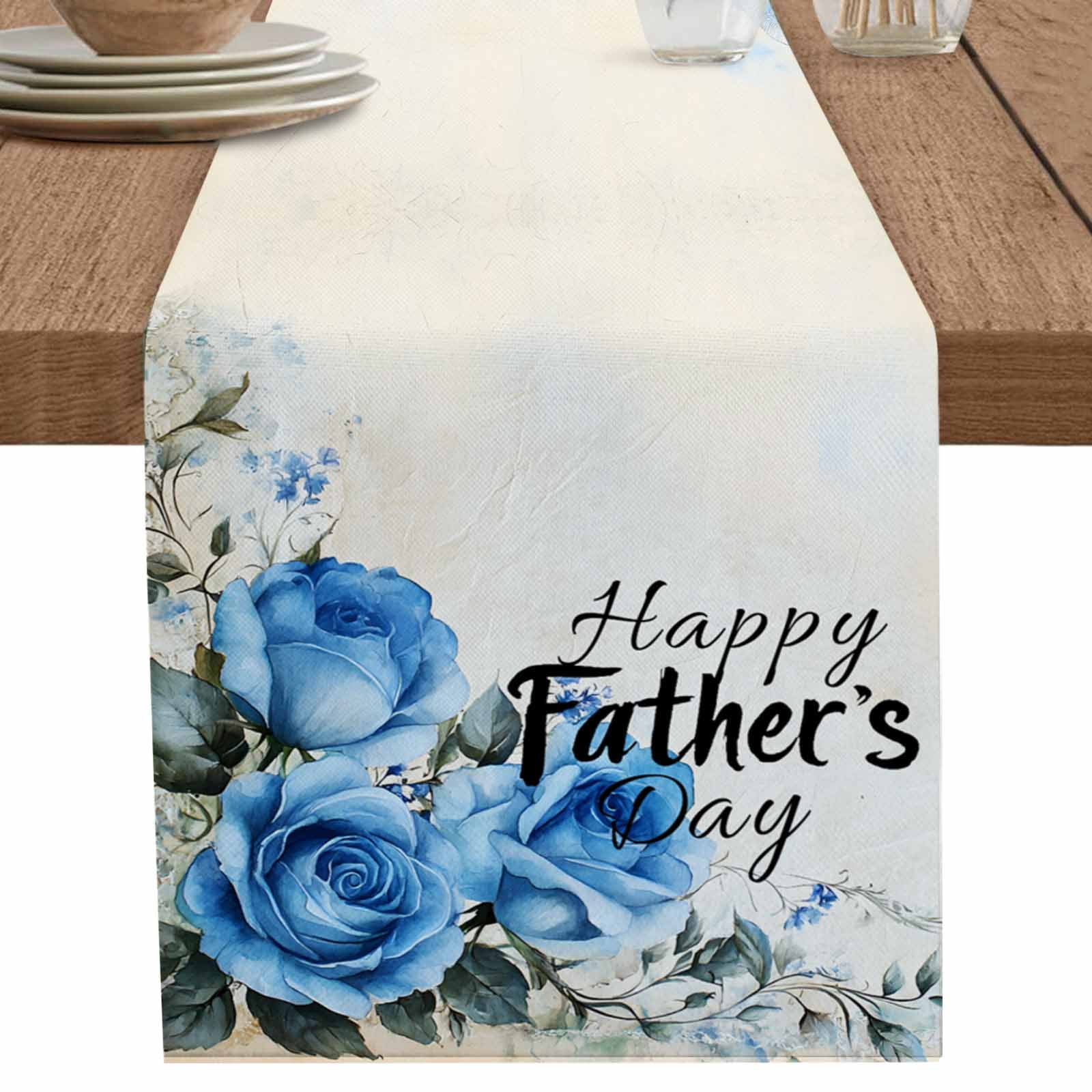 nqOlkjepod Happy Father's Day Table Runner 36 Inches Long Farmhouse Dress Scarves, Blue Spring ...