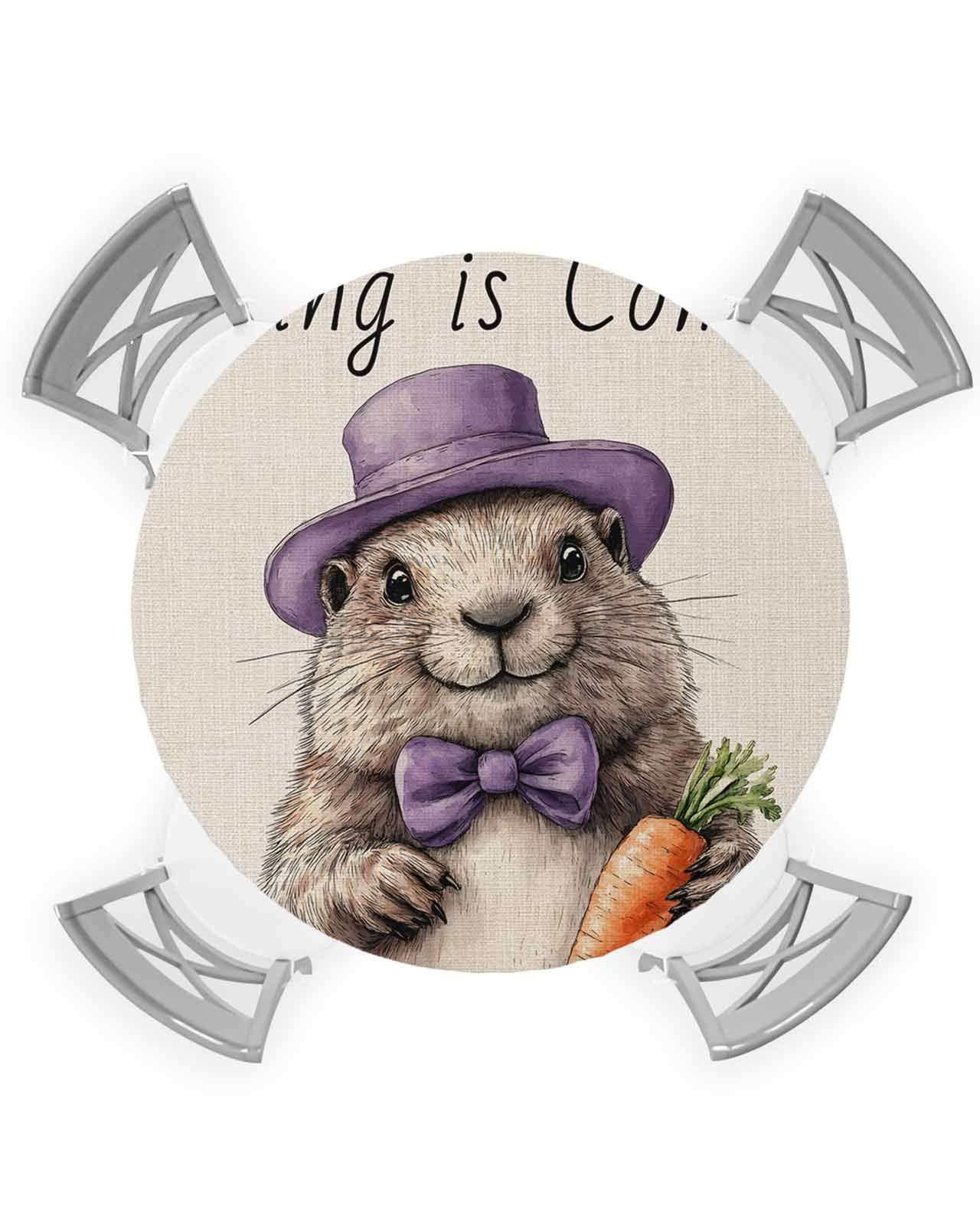 nqOlkjepod Happy Groundhog Day Round Tablecloth, Fitted Table Cover ...