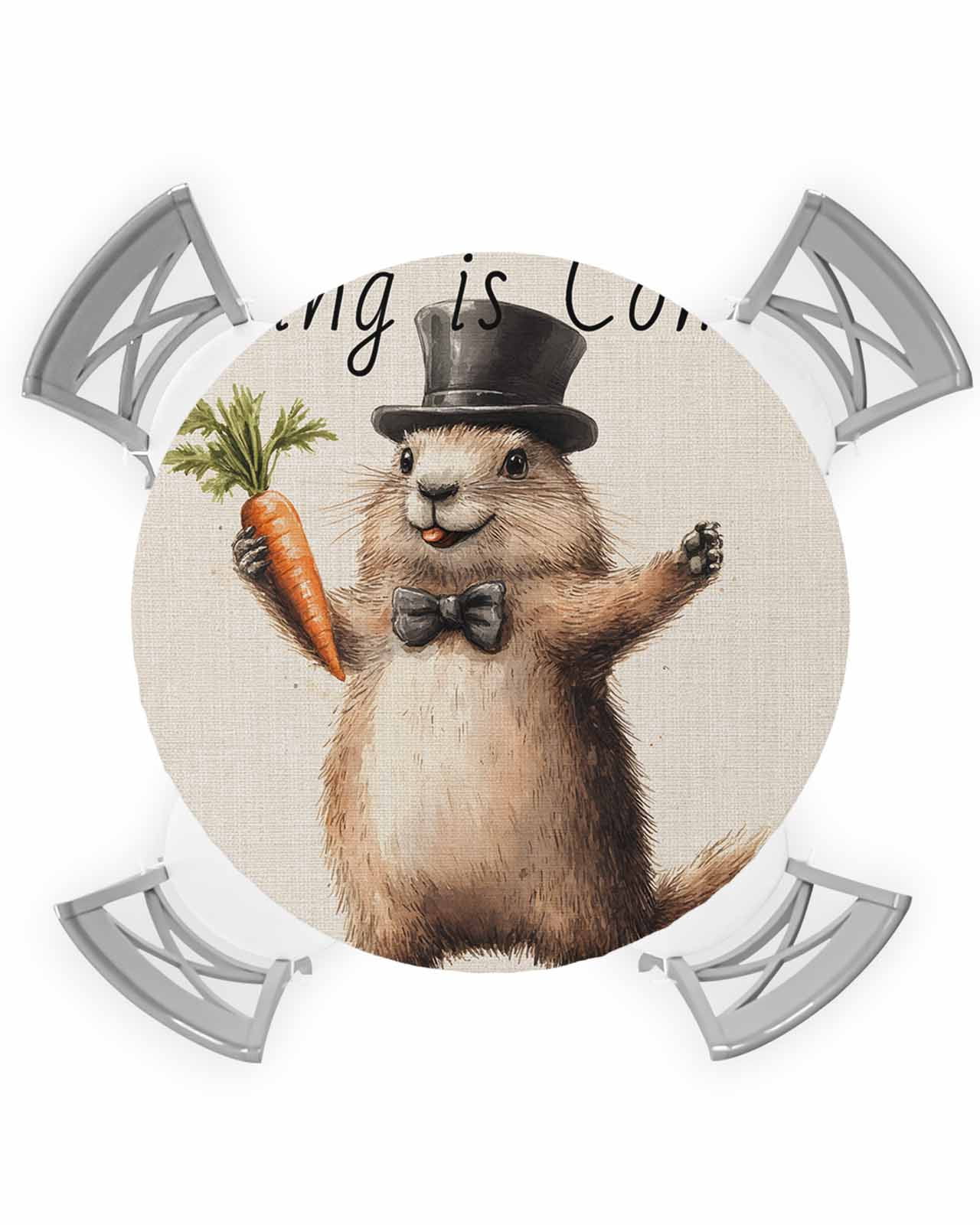 nqOlkjepod Happy Groundhog Day Round Tablecloth, Fitted Table Cover ...