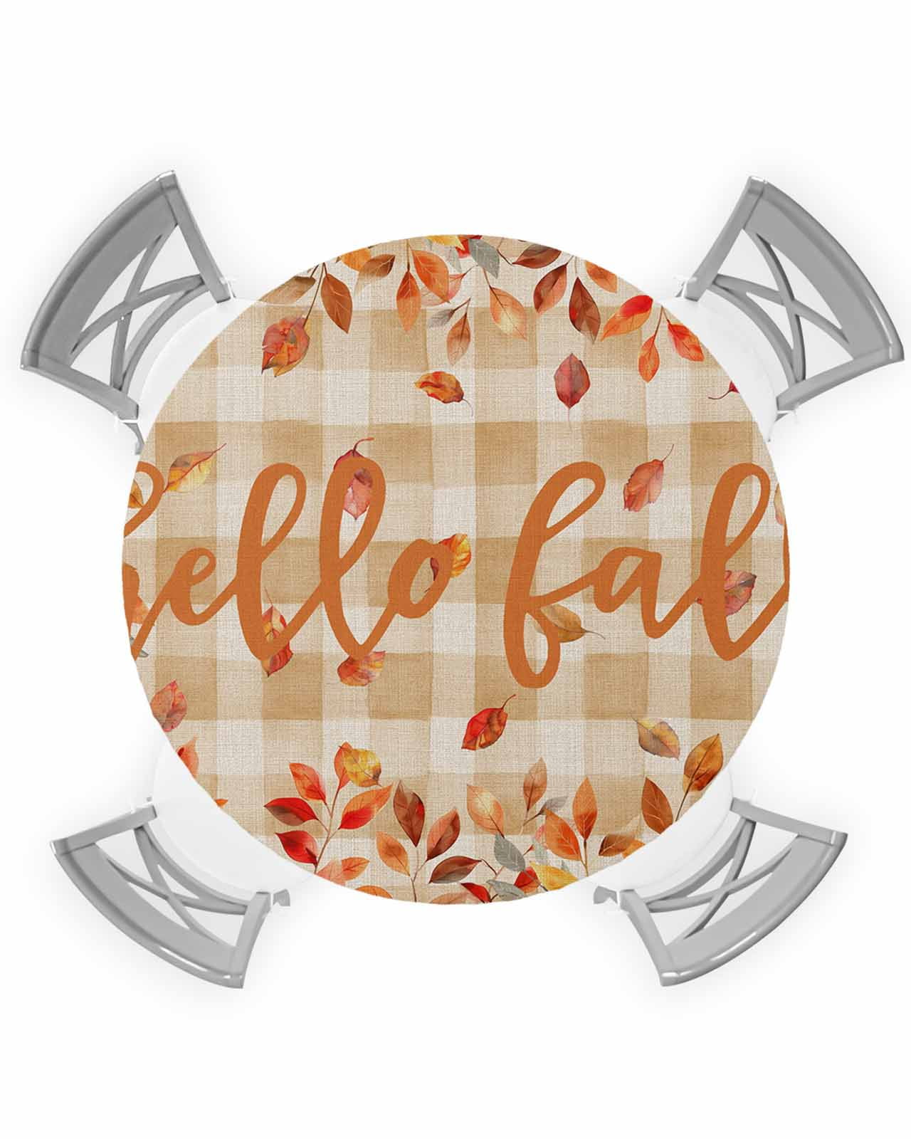 nqOlkjepod Hello Fall Round Tablecloth, Fitted Table Cover with Elastic ...