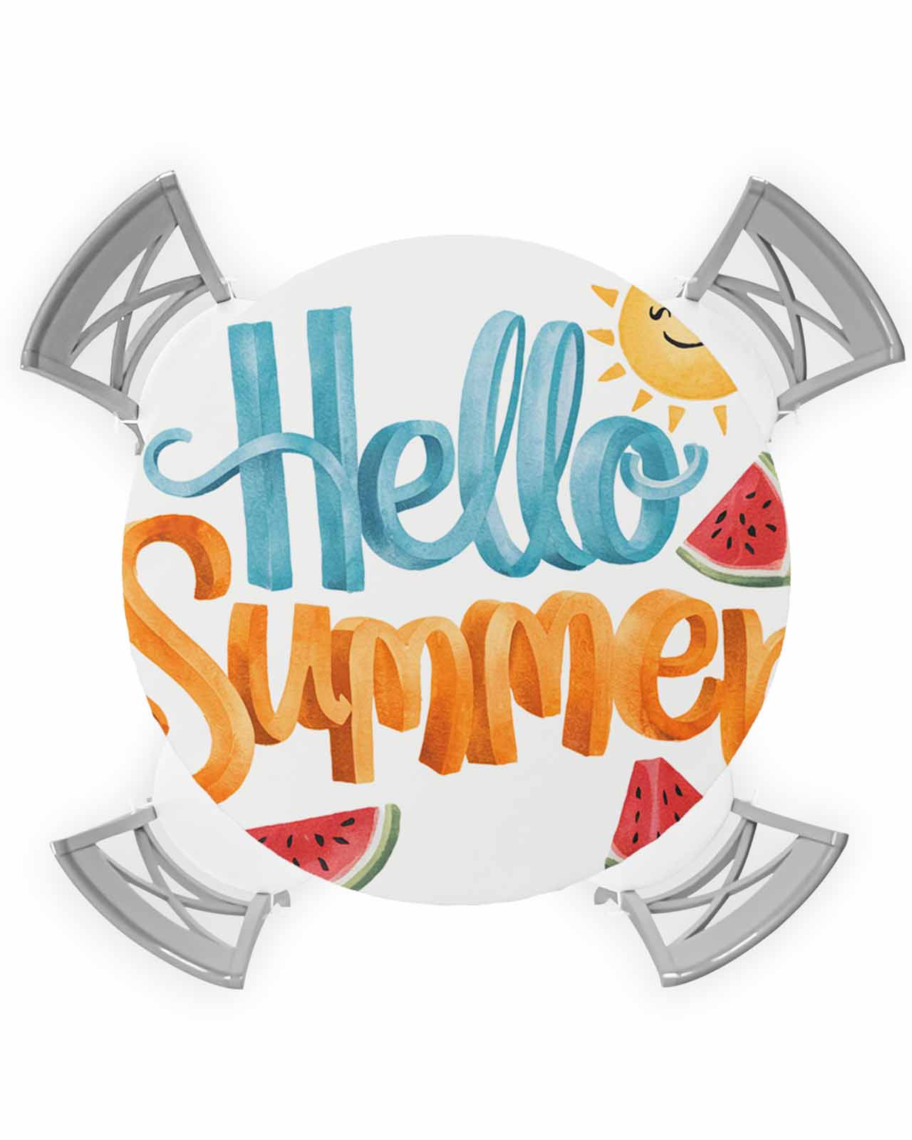 nqOlkjepod Hello Summer Round Tablecloth, Fitted Table Cover with ...