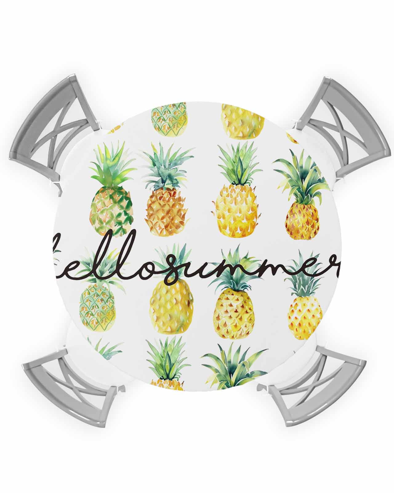 nqOlkjepod Hello Summer Round Tablecloth, Fitted Table Cover with ...