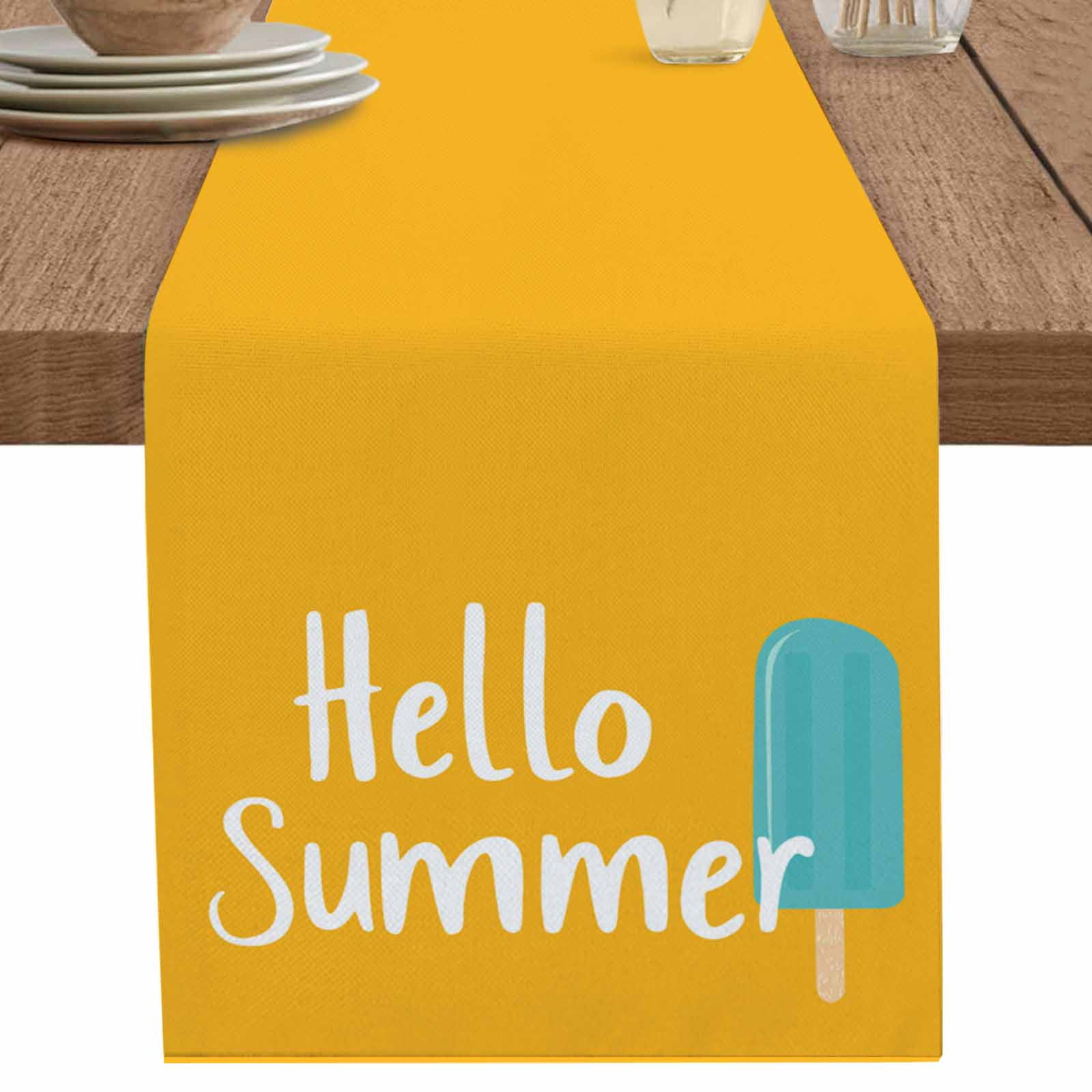 nqOlkjepod Hello Summer Table Runner 72 Inches Long Farmhouse Dress ...