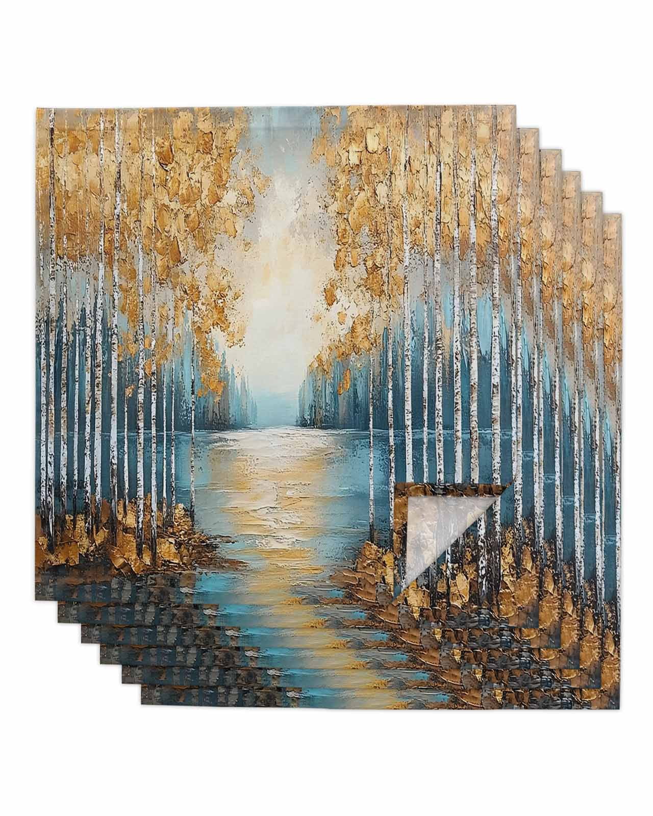 nqOlkjepod Impressionist Oil Painting Cloth Napkins Set of 6 Reusable ...