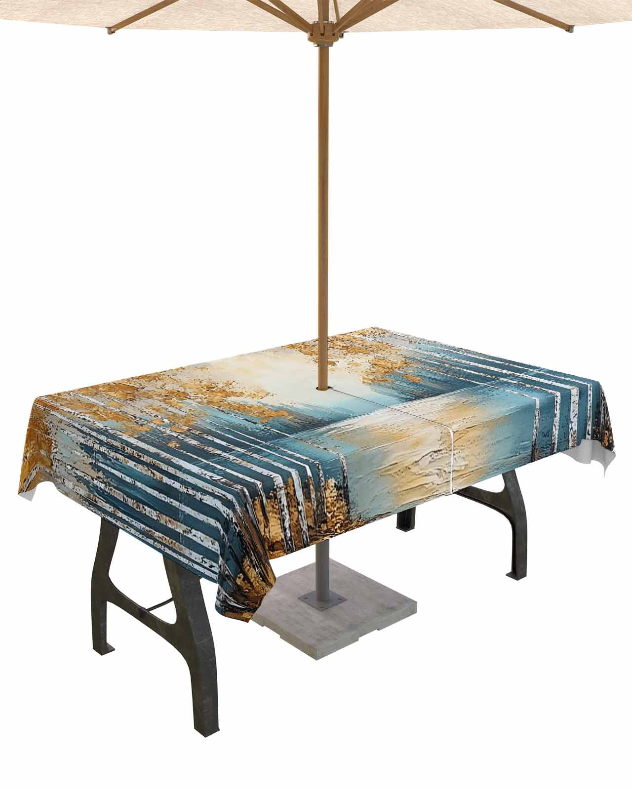 nqOlkjepod Impressionist Oil Painting Outdoor Tablecloth with Umbrella ...
