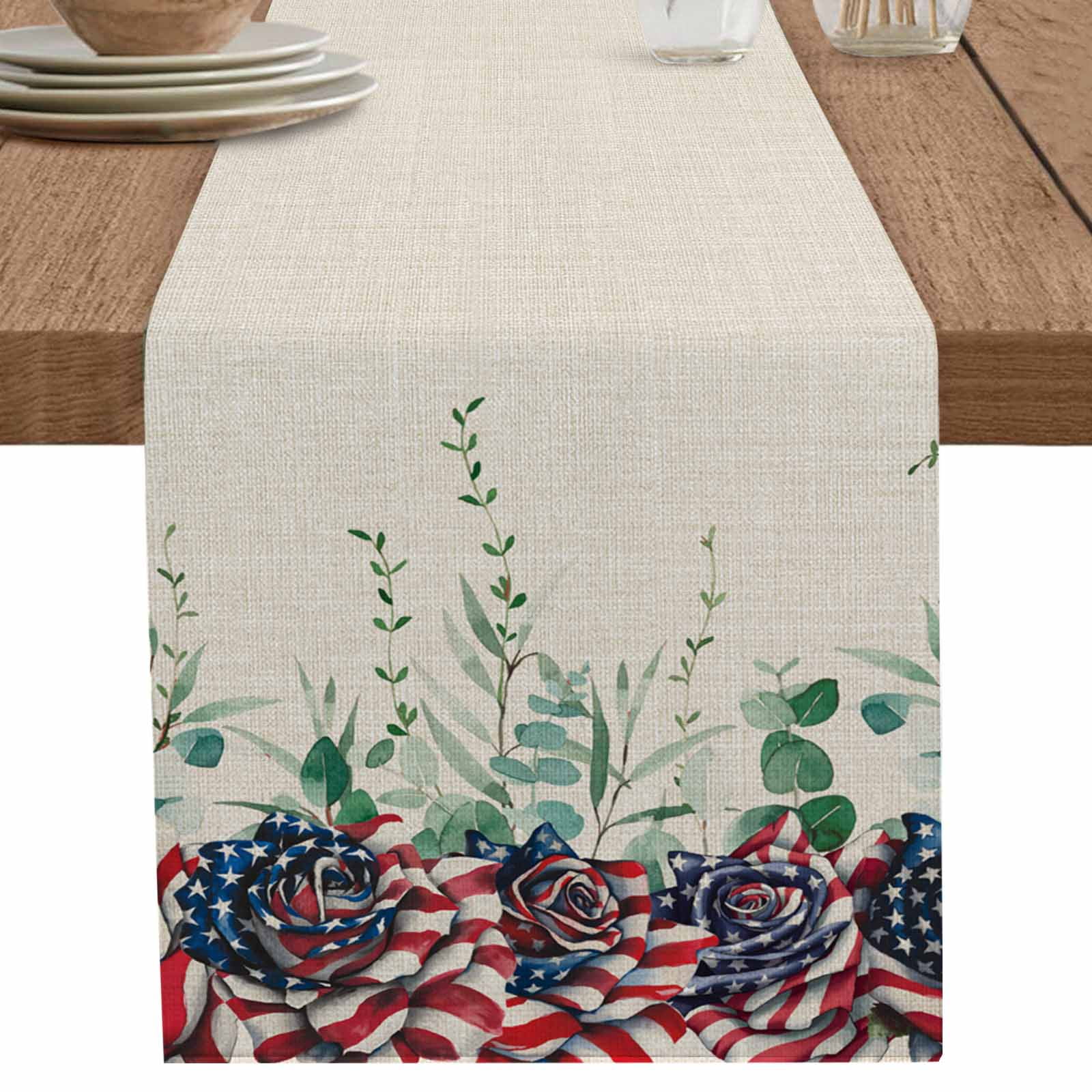 nqOlkjepod Independence Day Table Runner 72 Inches Long Farmhouse Dress ...