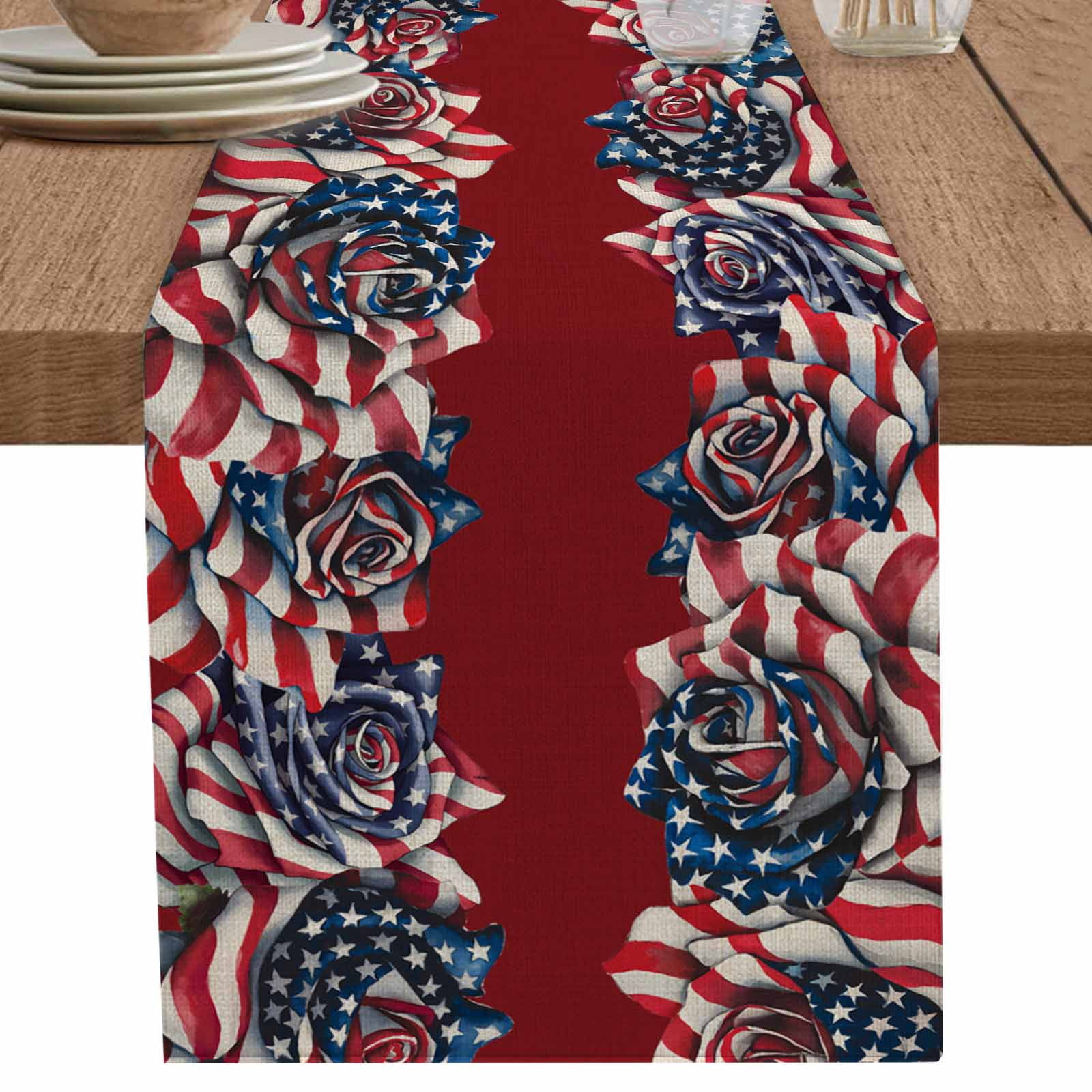 nqOlkjepod Independence Day Table Runner 72 Inches Long Farmhouse Dress ...