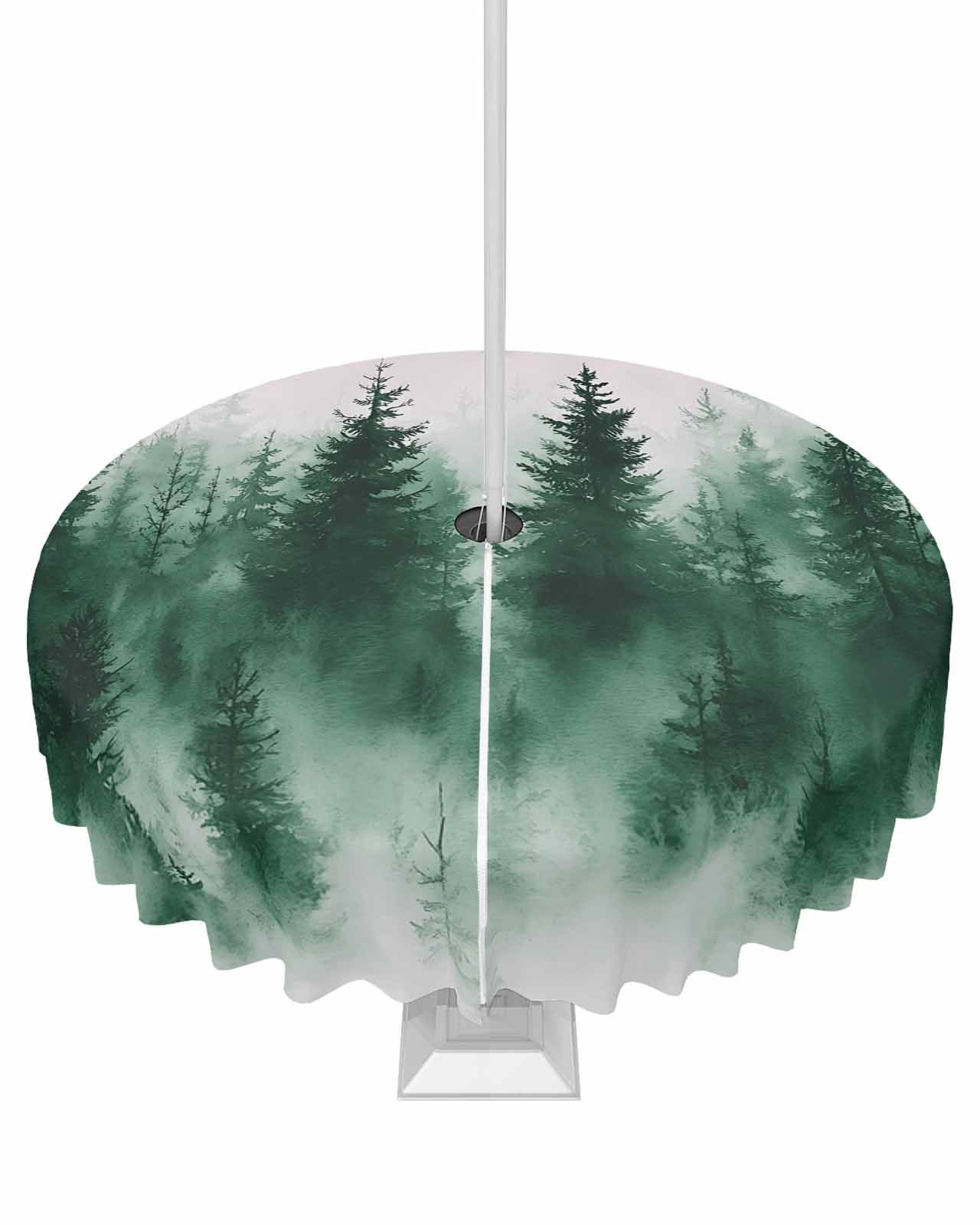 nqOlkjepod Ink Green Ombre Forest Outdoor Tablecloth with Umbrella Hole ...