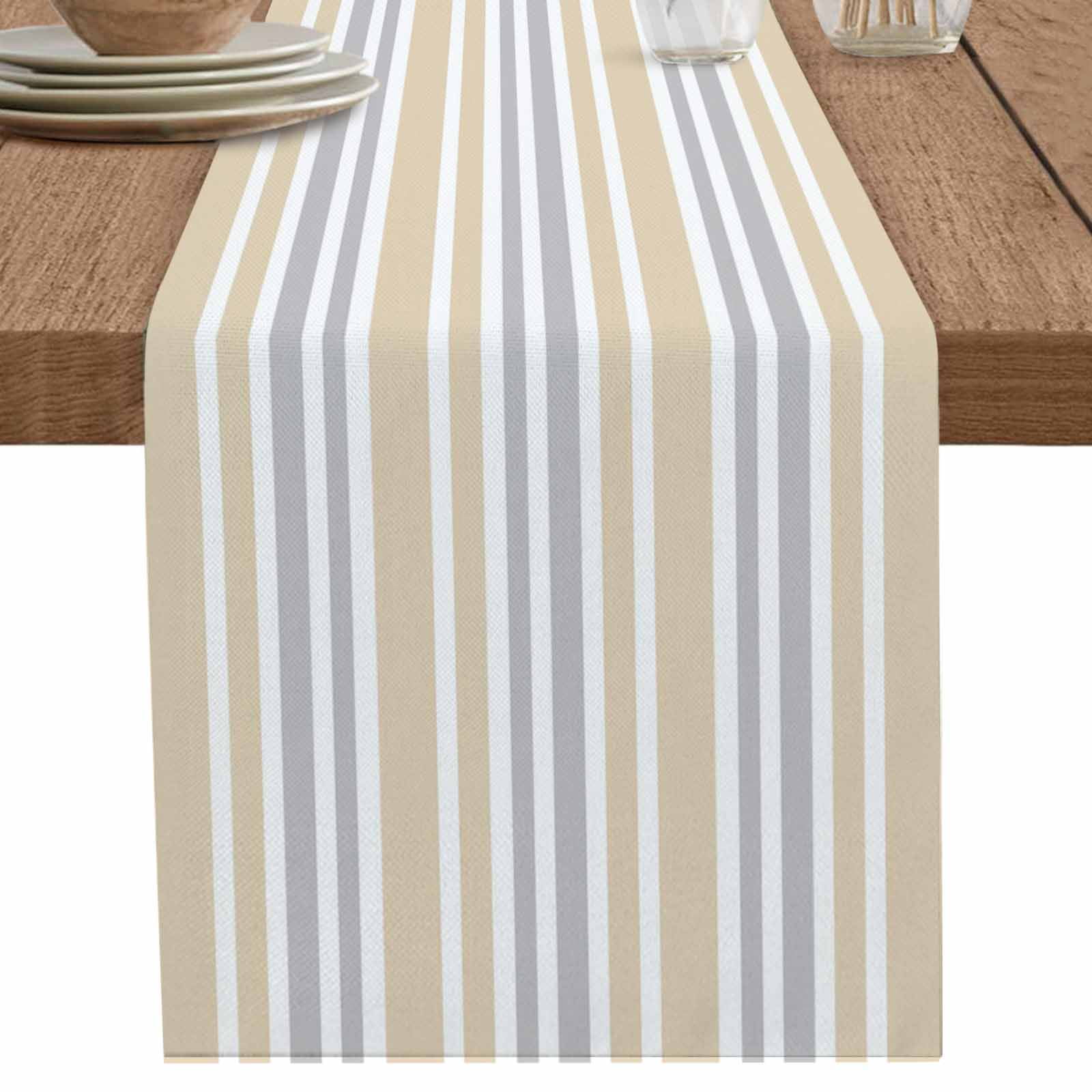 nqOlkjepod Khaki Stripes Table Runner 72 Inches Long Farmhouse Dress ...