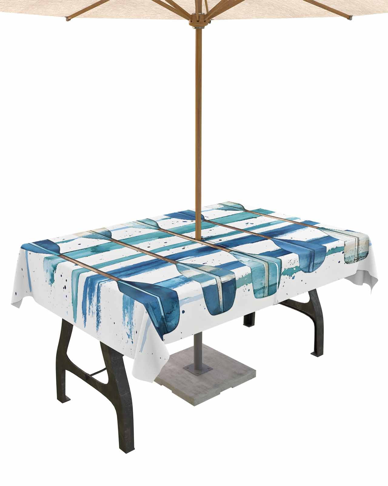 nqOlkjepod Lake Paddles Outdoor Tablecloth with Umbrella Hole & Zipper ...