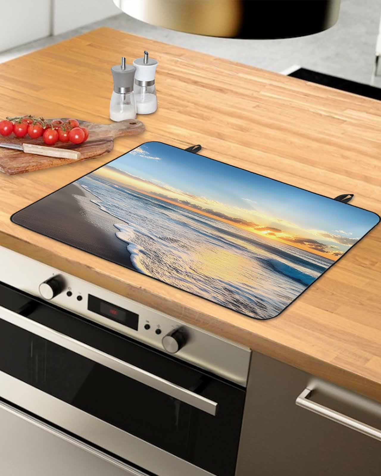 nqOlkjepod Large Induction Cooktop Protector Mat 24"x21", Beach Ocean ...
