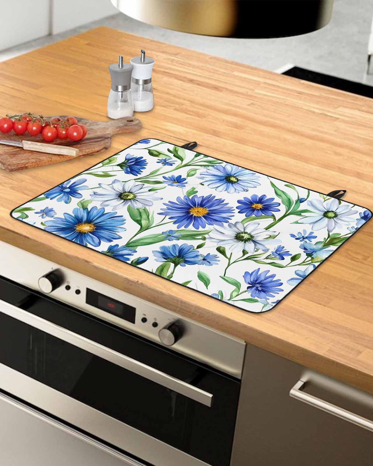 nqOlkjepod Large Induction Cooktop Protector Mat 24"x21", Blue Flower ...