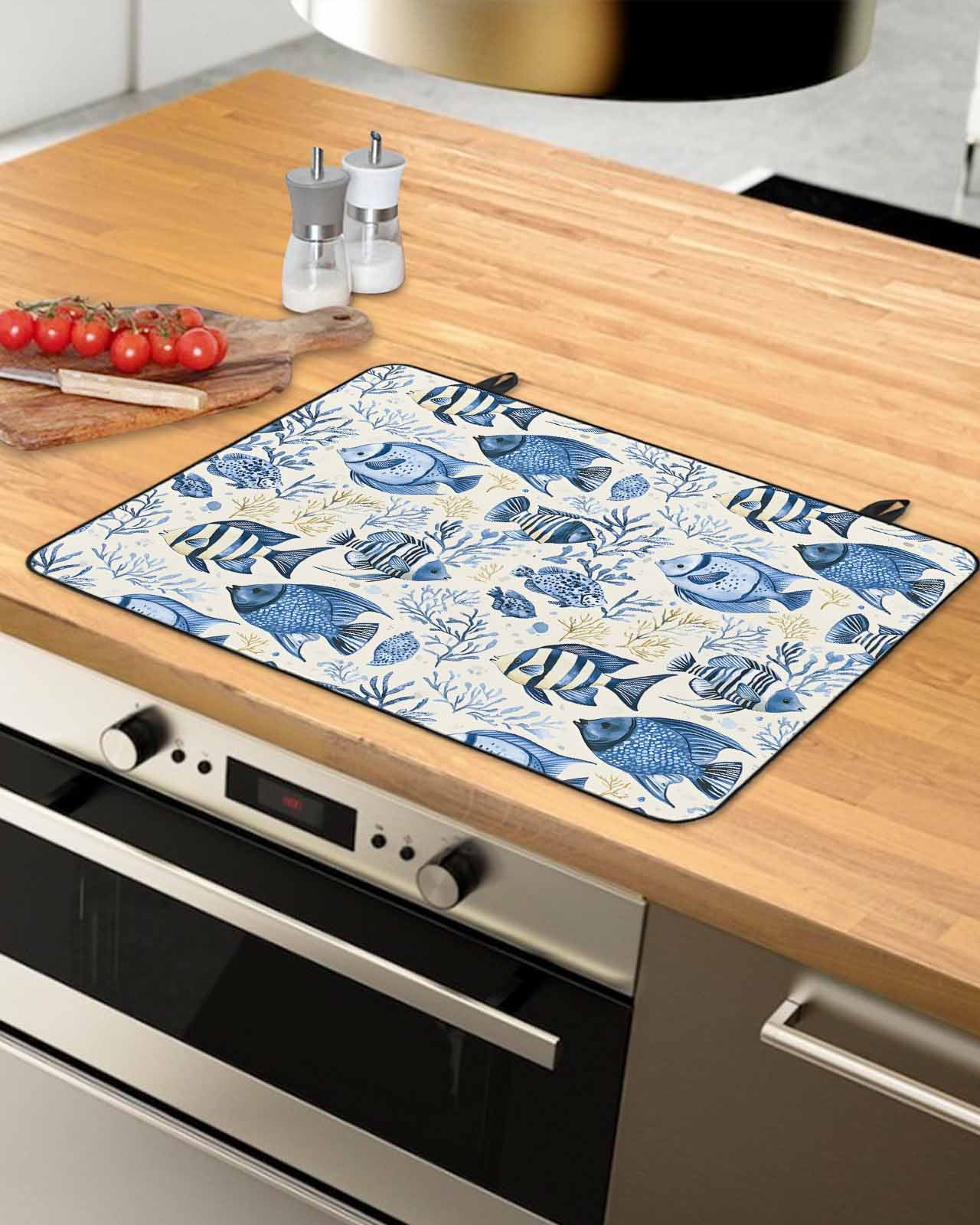 nqOlkjepod Large Induction Cooktop Protector Mat 24"x21", Blue Ocean ...