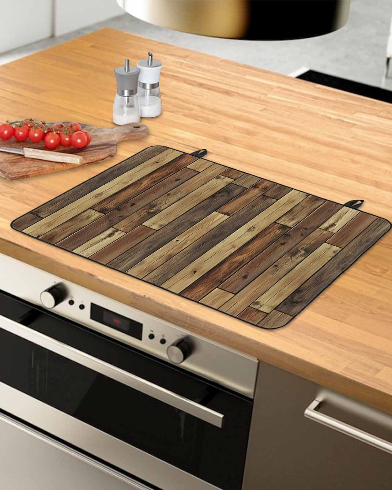 nqOlkjepod Large Induction Cooktop Protector Mat 24"x21", Brown Wooden ...